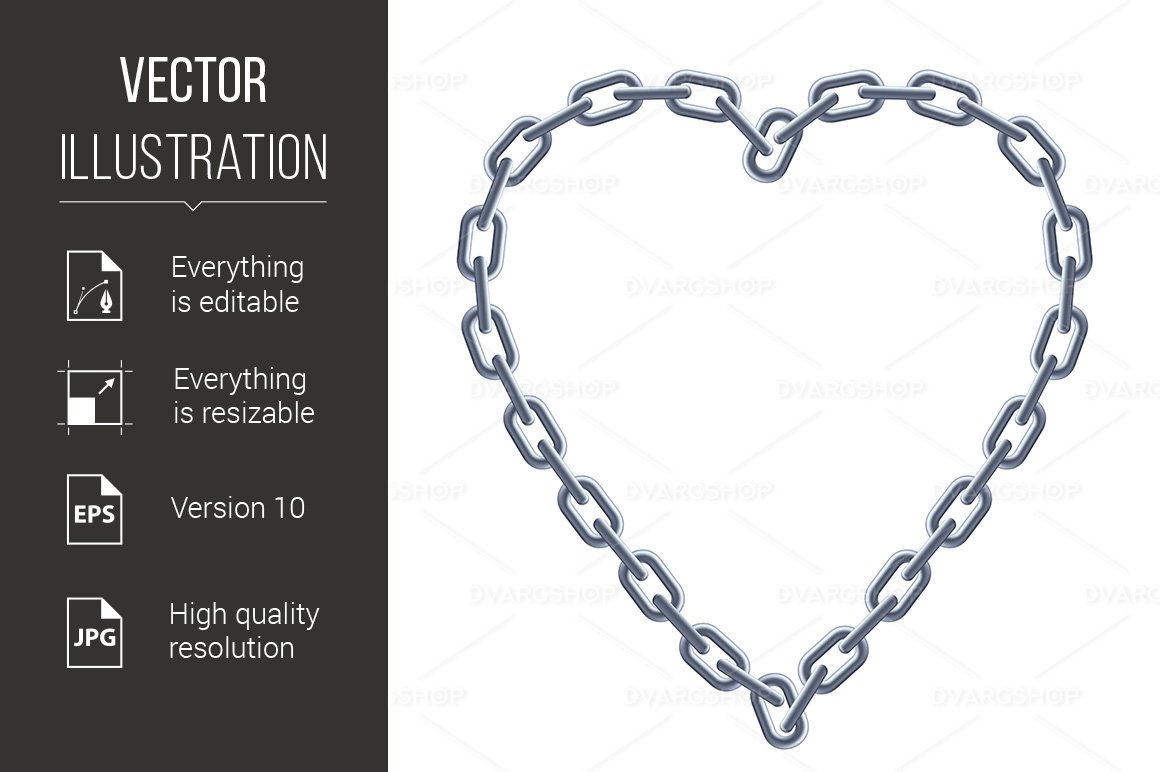 Chain silver heart. (1848573) | Vectors | Design Bundles