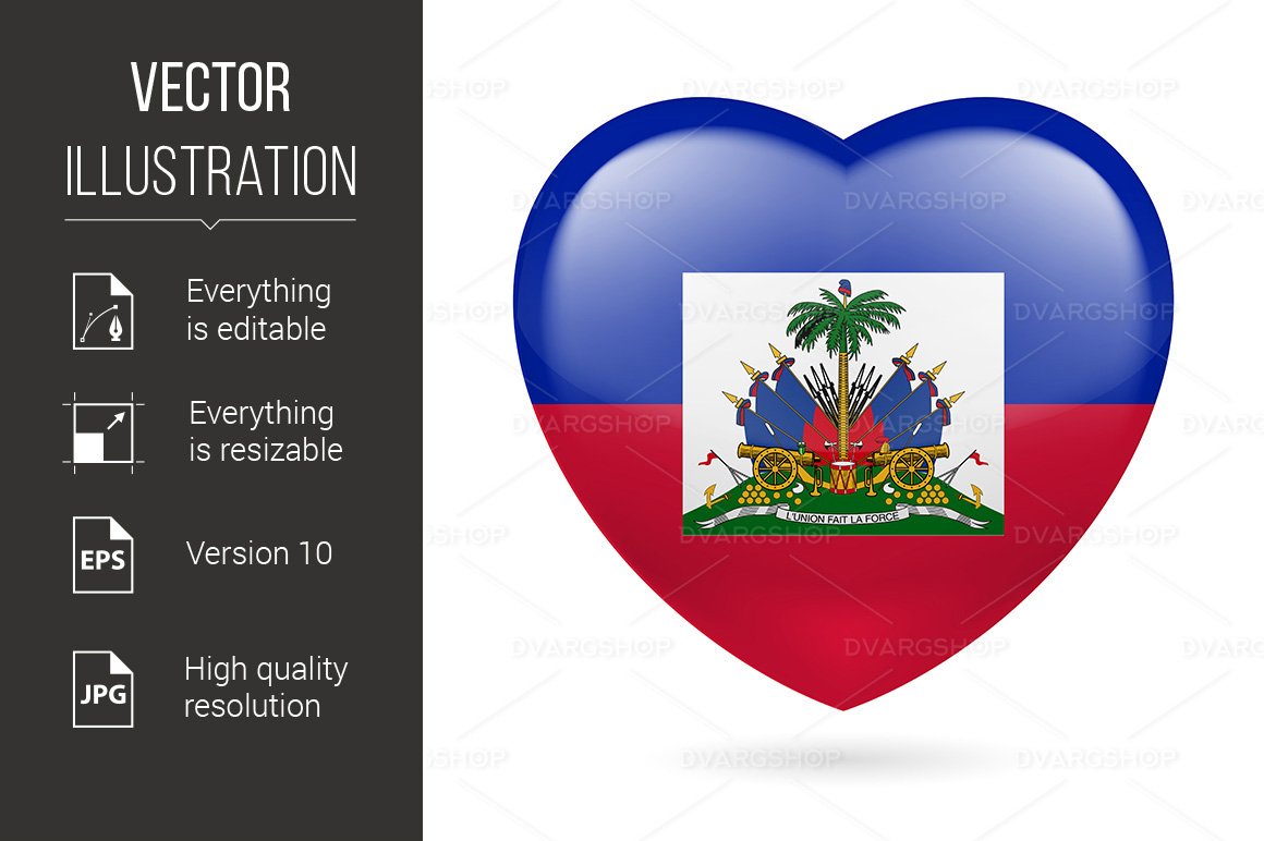 Haitian Flag Heart