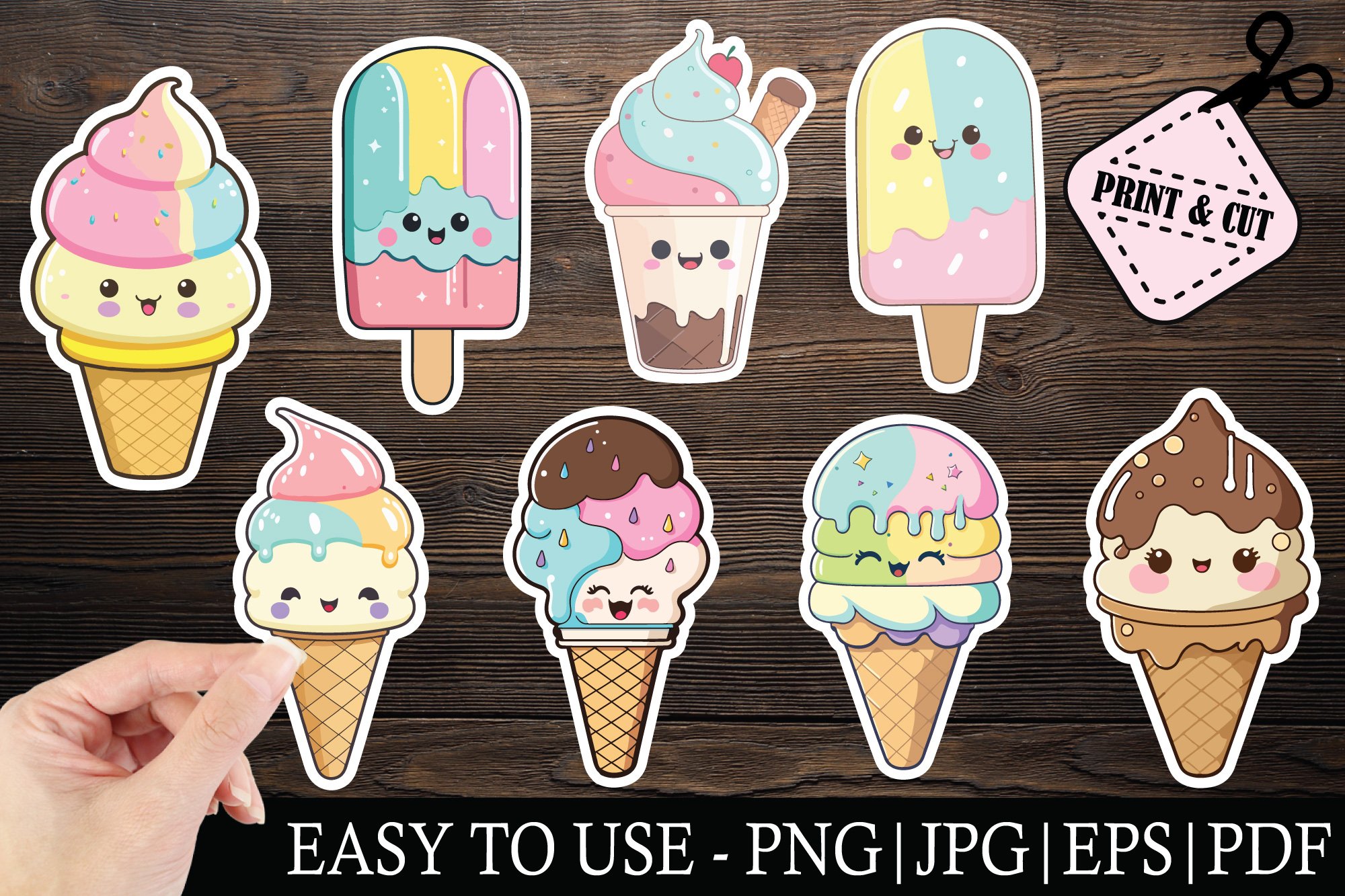 Kawaii Ice Cream Printables Bun Illa Cone Cute Bunny Ice Cream Cone