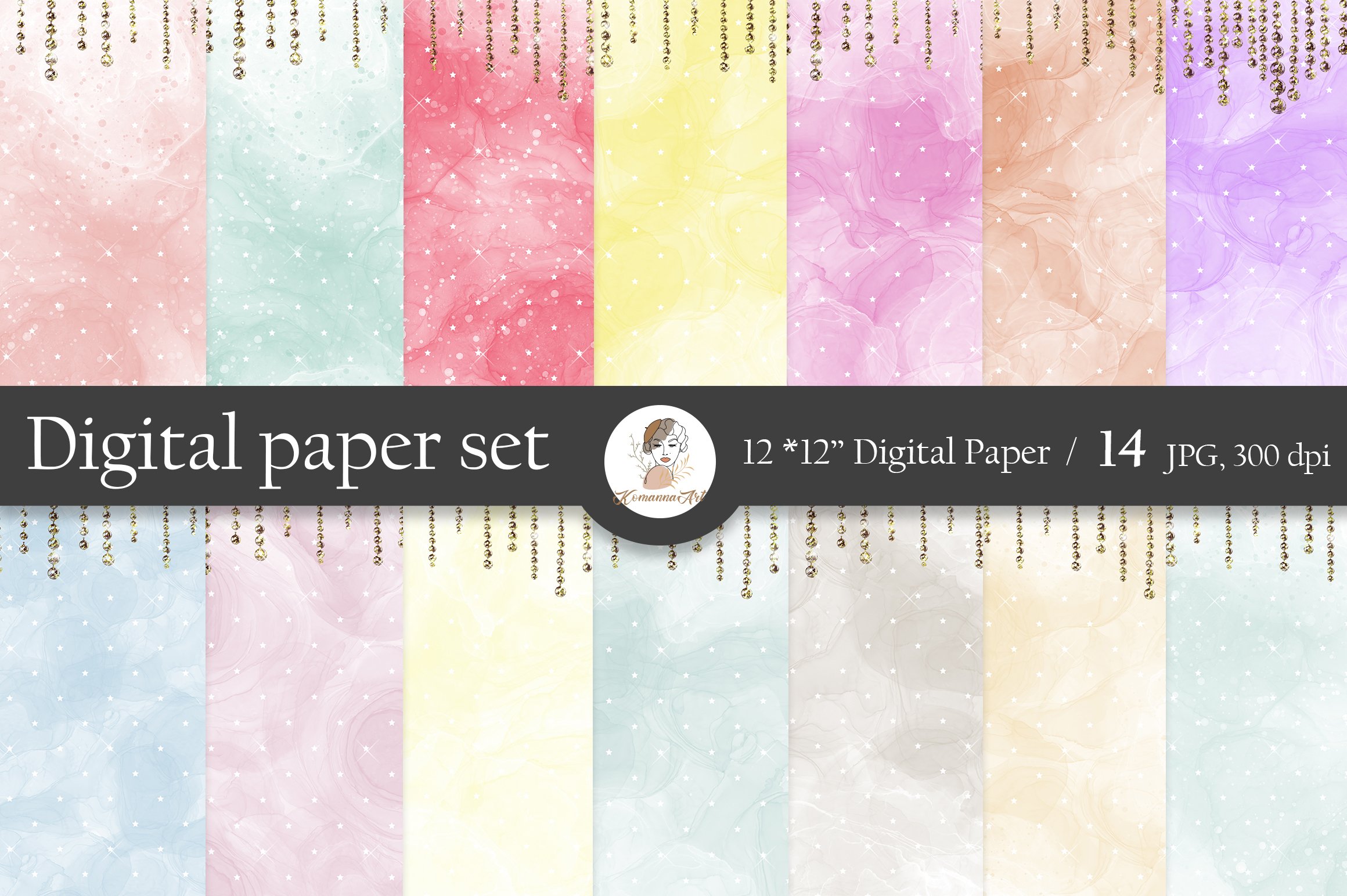 Pastel wrapping paper / Pastel ink Digital Paper / Printable