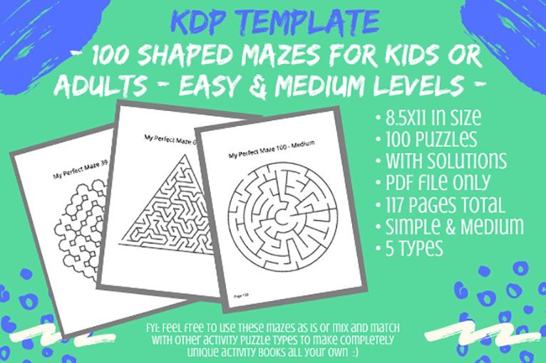 100 Shaped Mazes 4 Kids & Adults Med Easy Levels 5 Shapes (1460237 ...