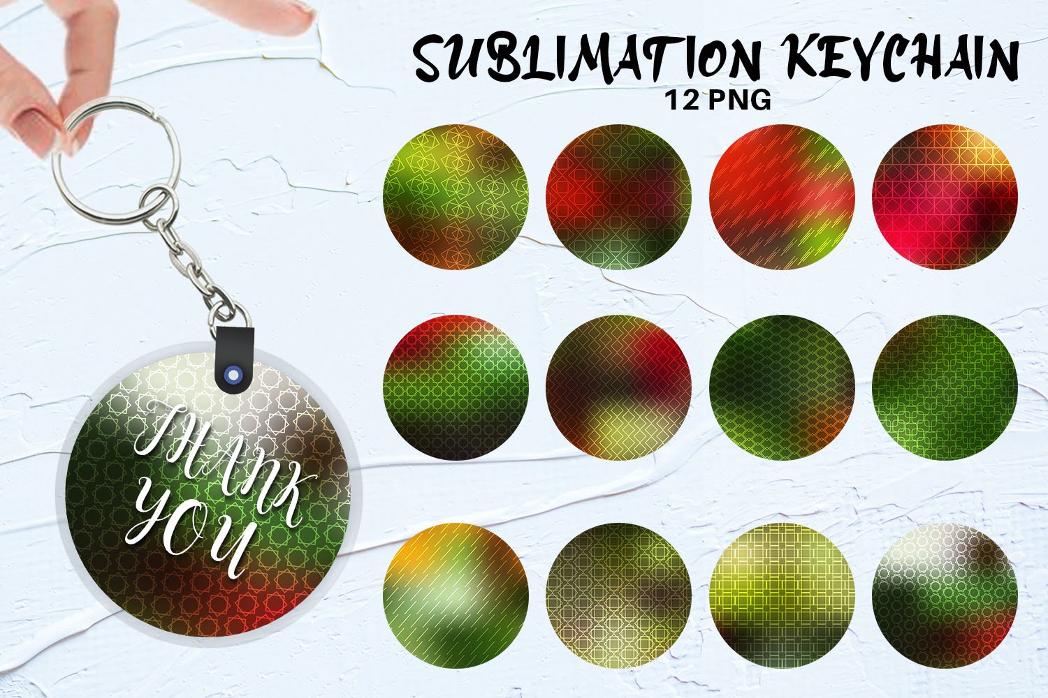 12 SET Keychain Sublimation Designs