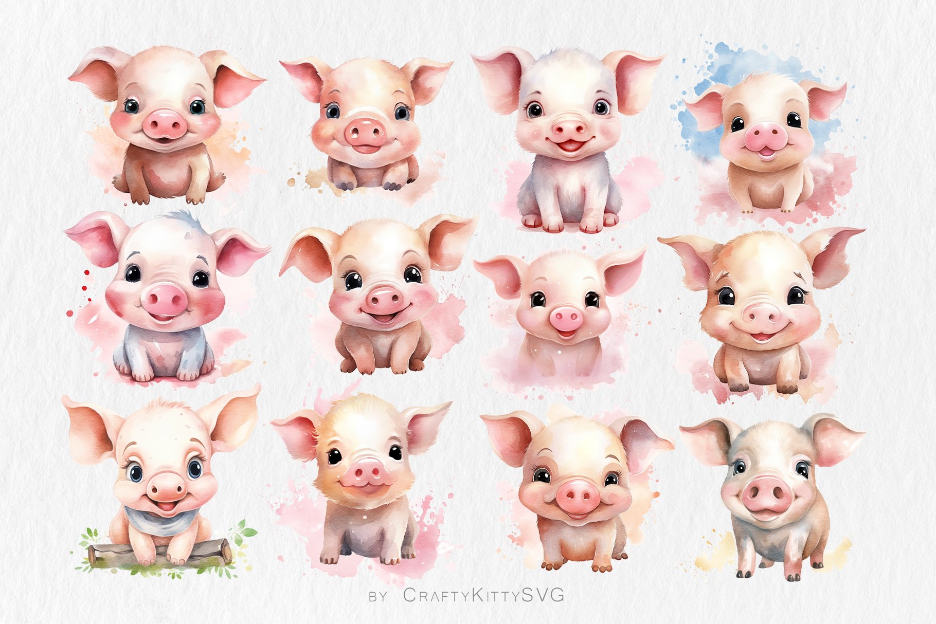 Cute Baby Pigs Clipart