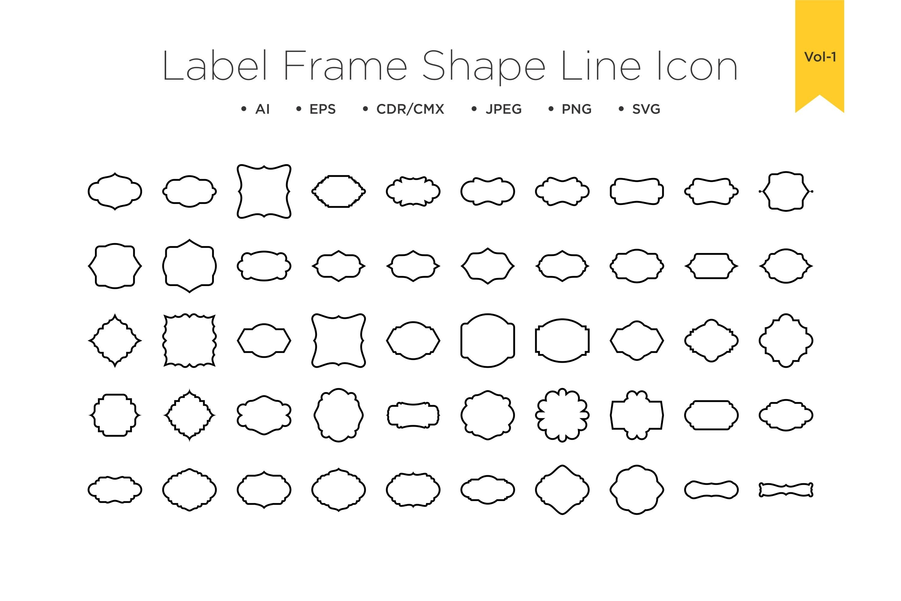 Label Frame Shape - Line - 50 Vol 1 (1476103) | Icons | Design Bundles