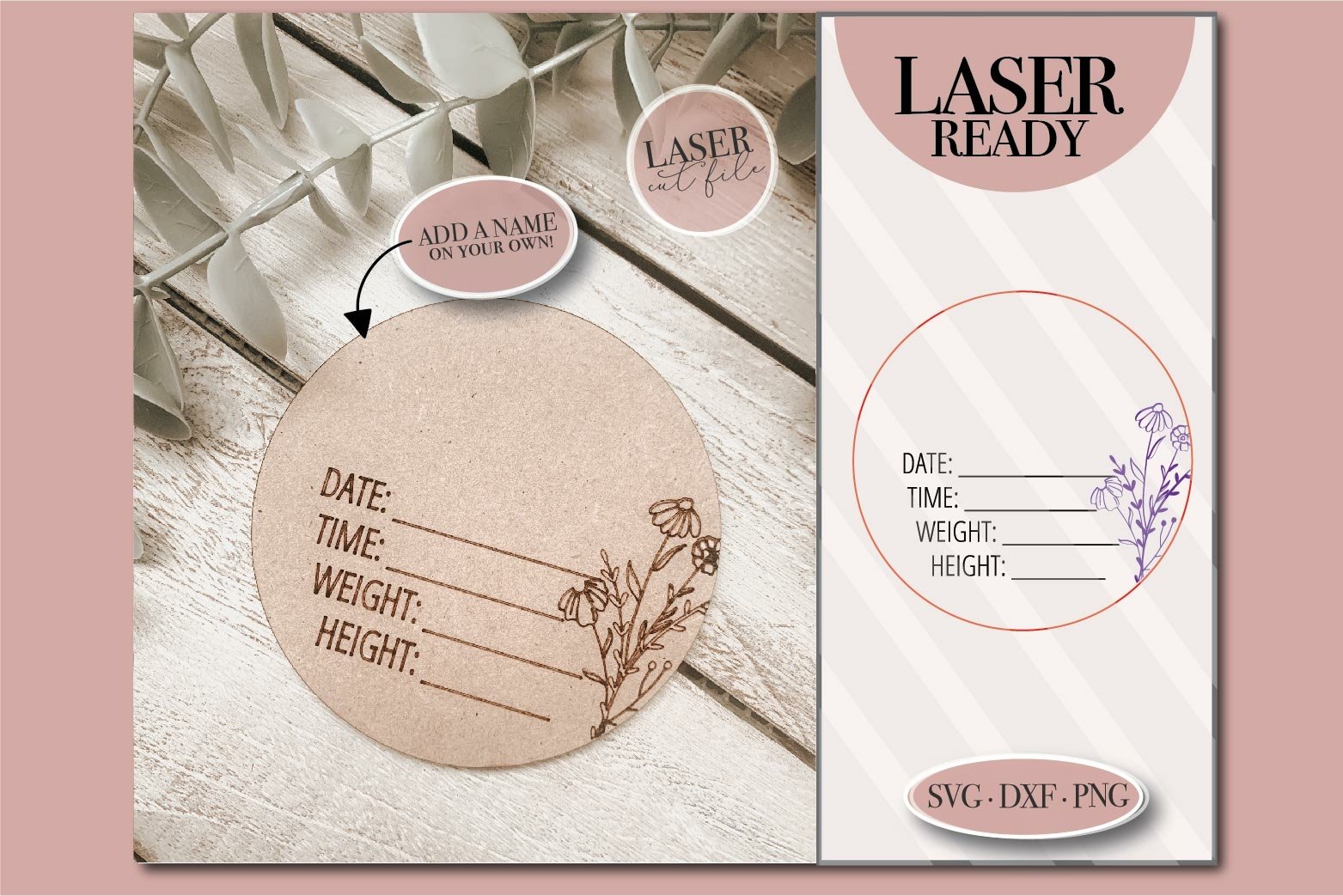 Art & Collectibles Drawing & Illustration Digital Laser SVG File Birth ...