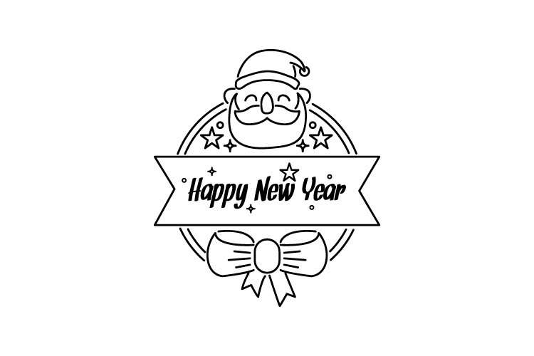 Line art happy new year design vector