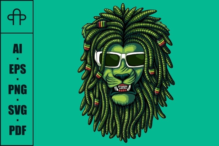 Lion green dreadlocks vector illustration