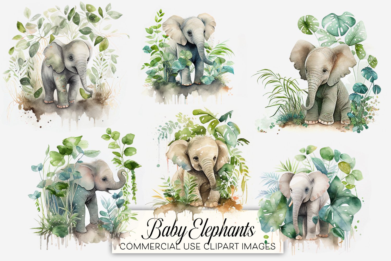 Baby Elephants Clipart