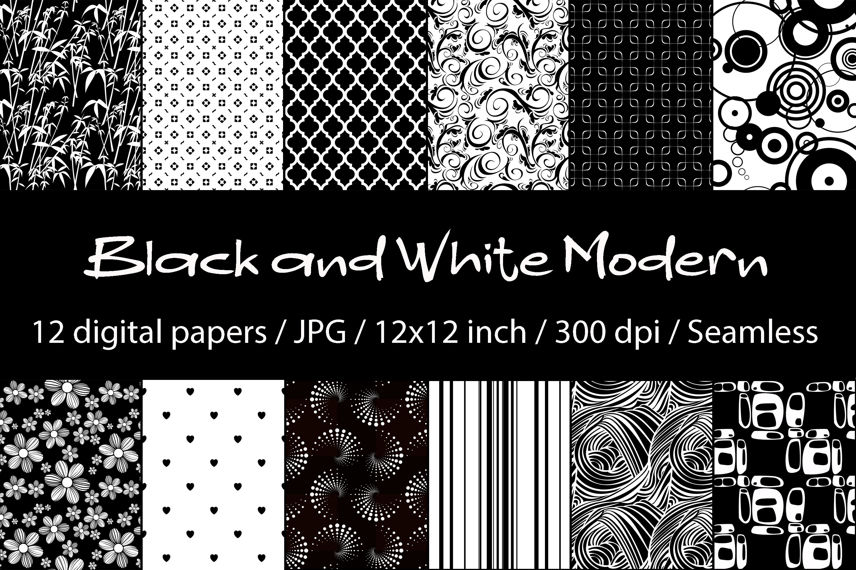 Black and White Modern Seamless Digital Paper (2175090)