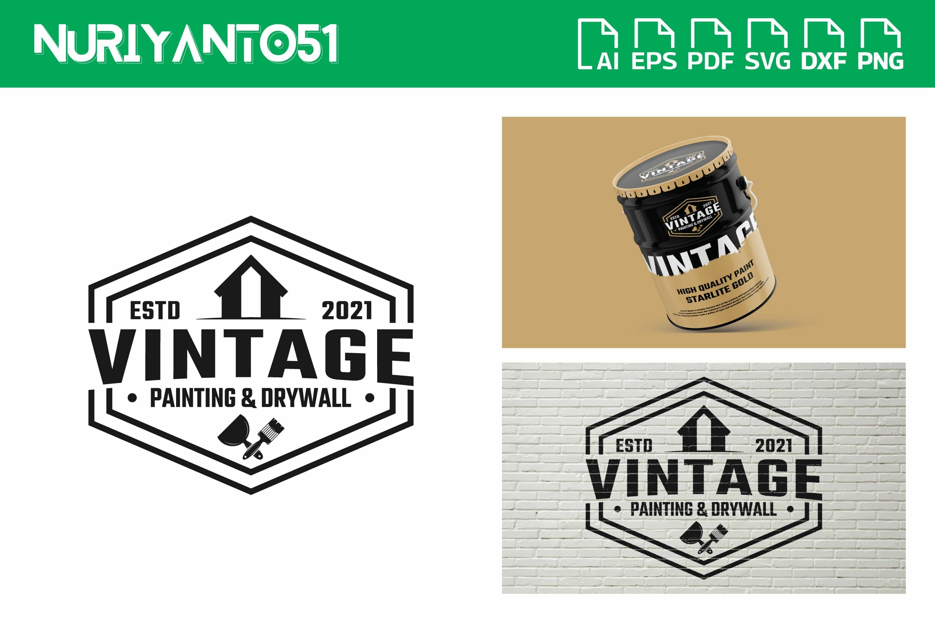 Vintage Painting and Drywall Vintage Logo Design