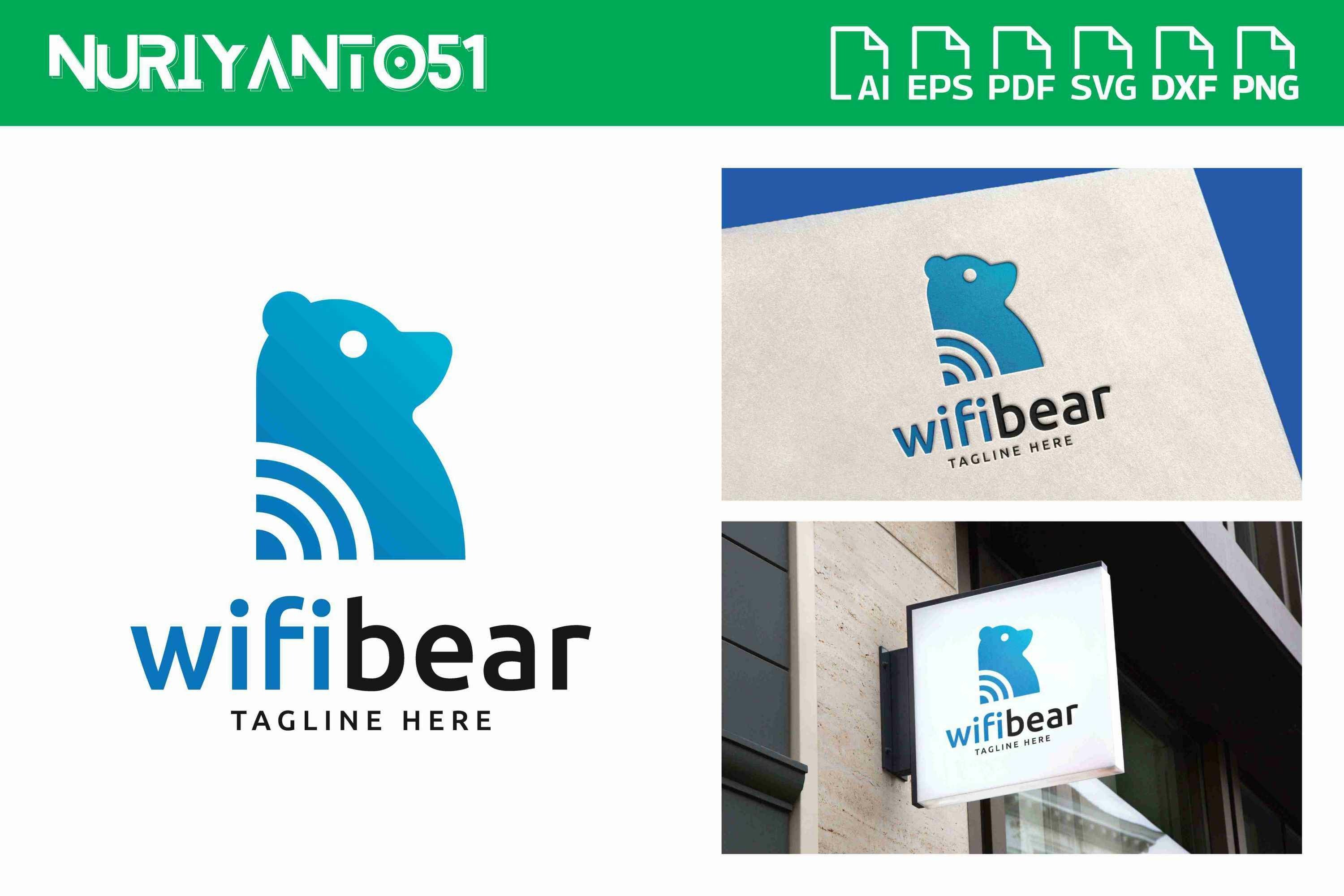 Wifi Signal Bear Logo Design