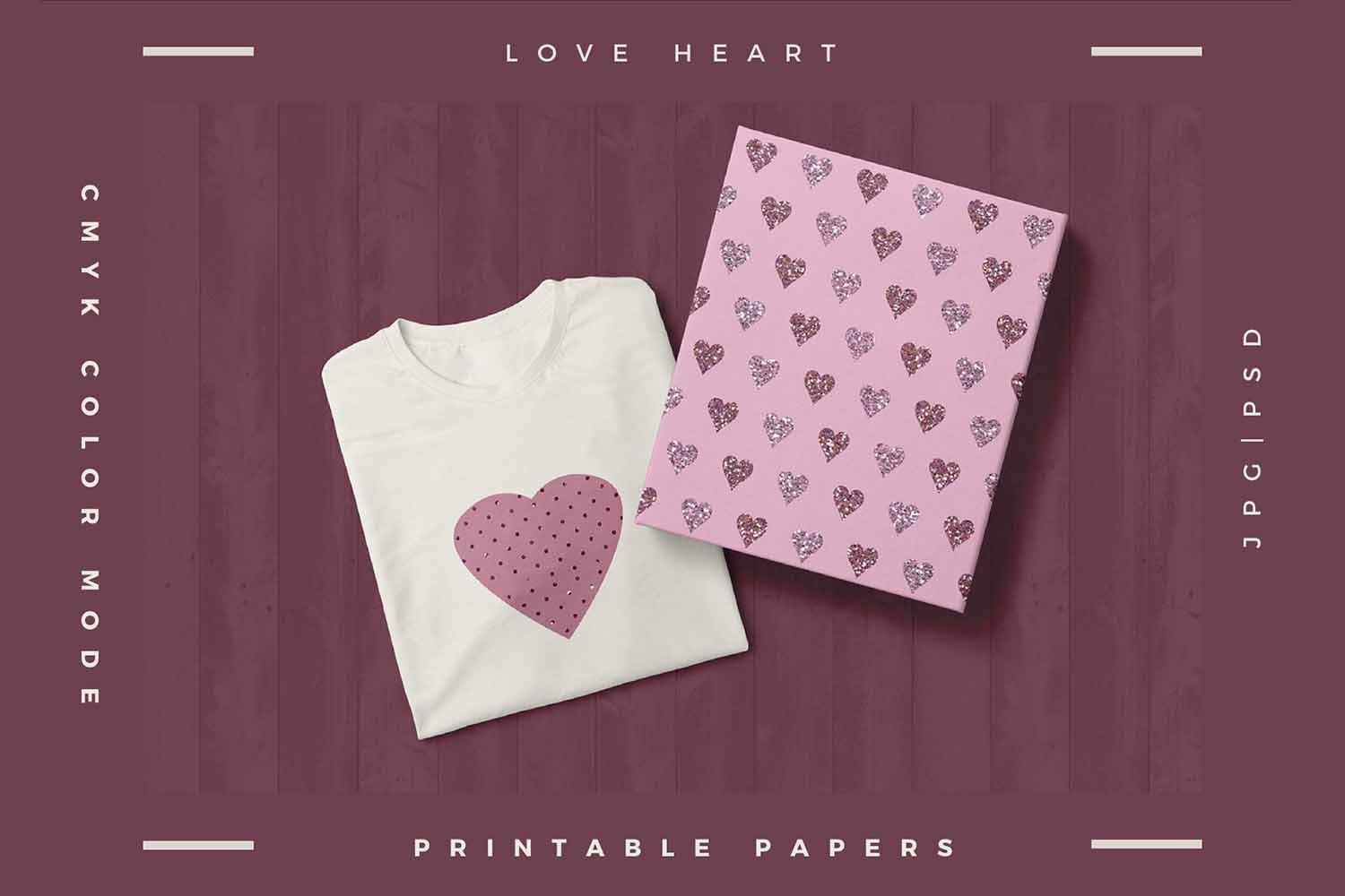 10 Love Heart Printable Papers - JPG|PSD (253123) | Embellishments ...