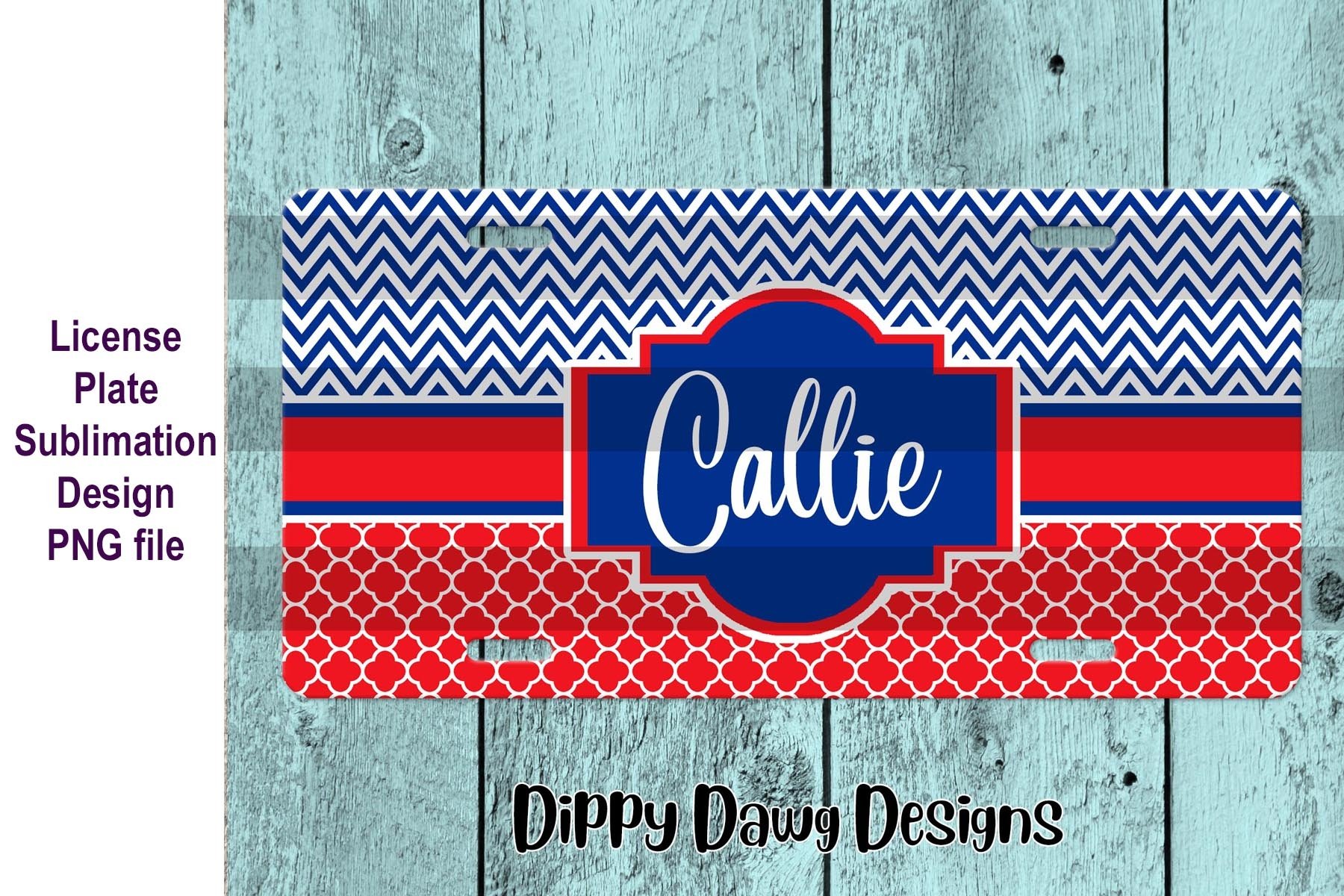 Red and Blue License Plate Template