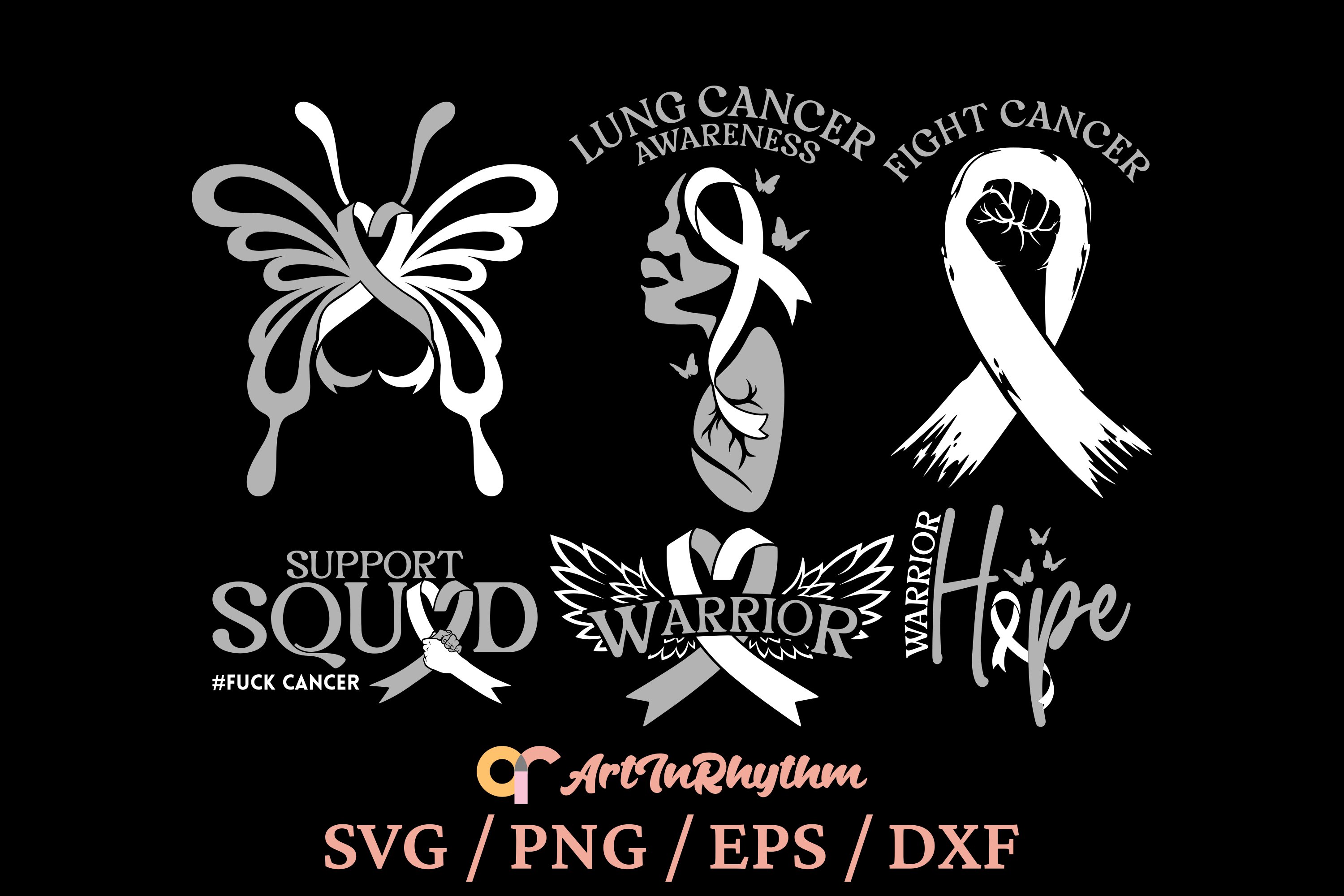 Lung Cancer Ribbon Tattoo