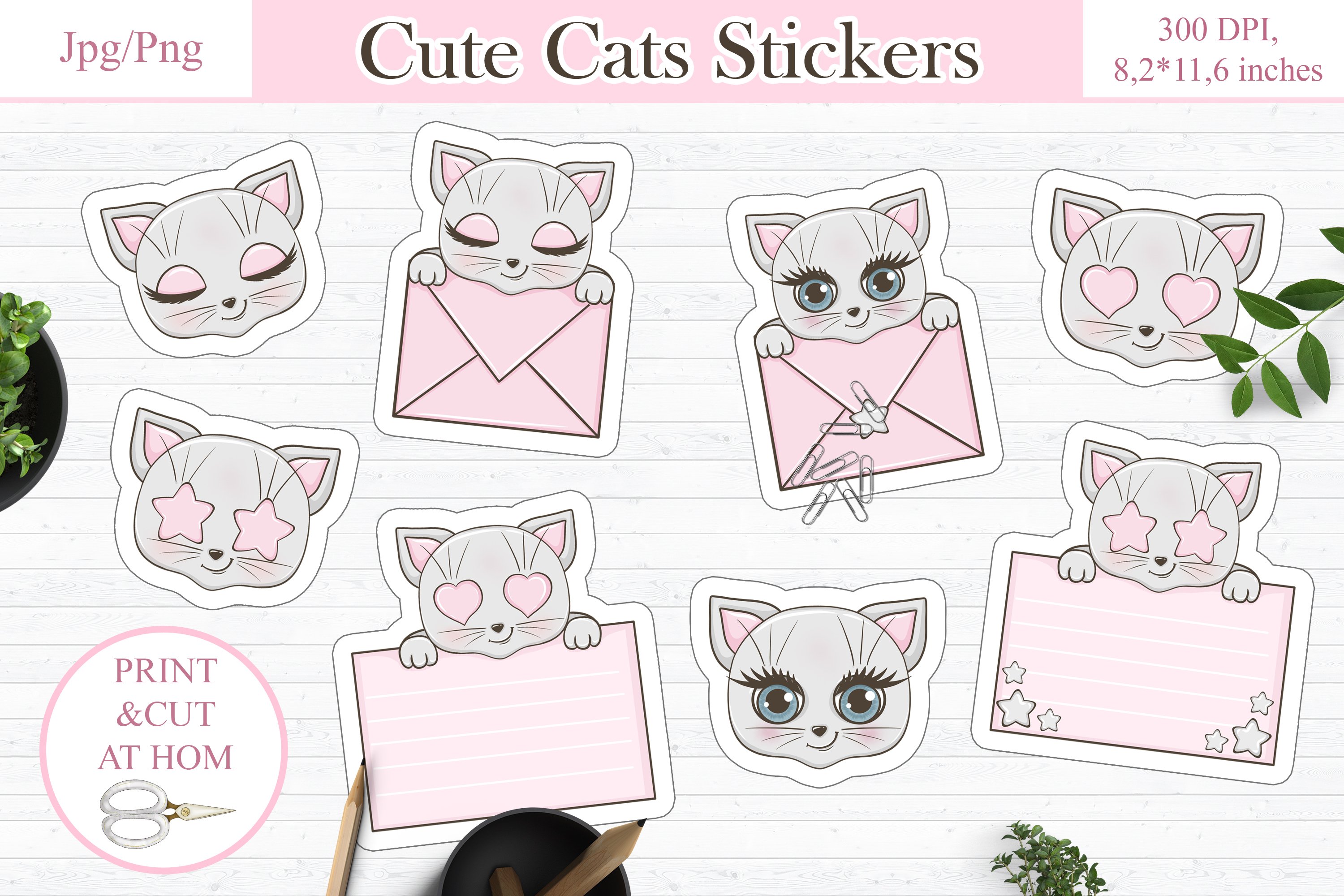 Cute Cats Printable Stickers Design/Animal characters (1439374 ...