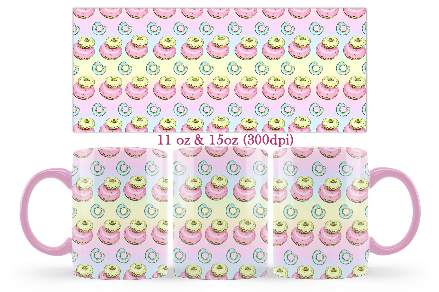 Donut Mug Sublimation. sweet mug gradient (1412907) | Sublimation ...