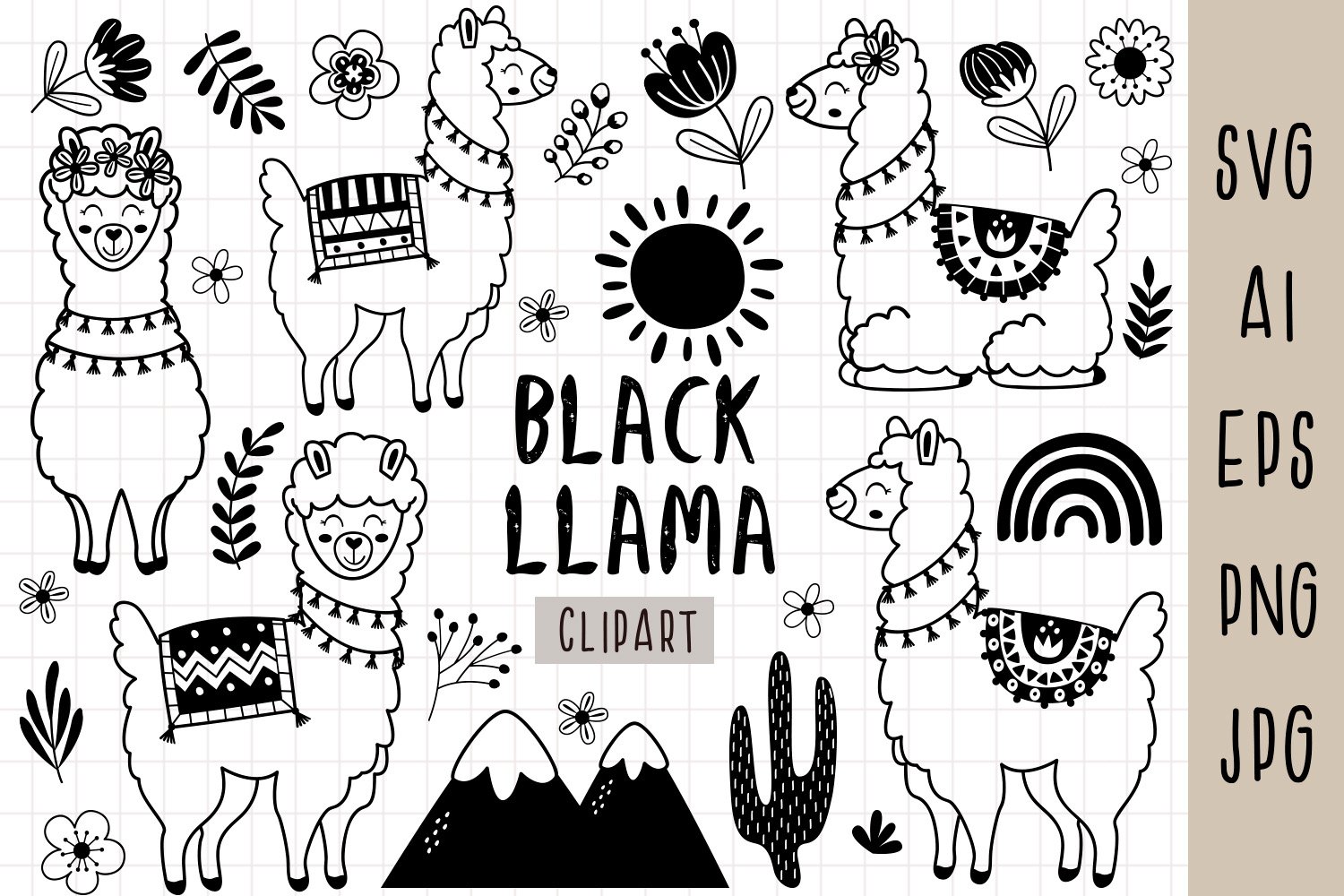 Llama Clipart Black And White