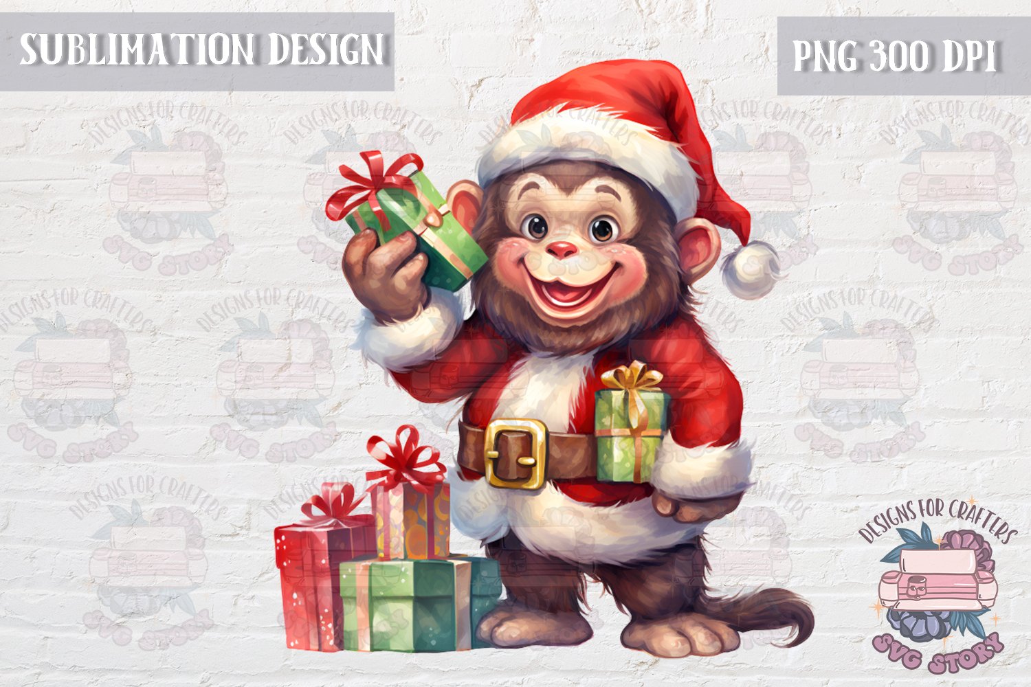 Santa Monkey Clipart