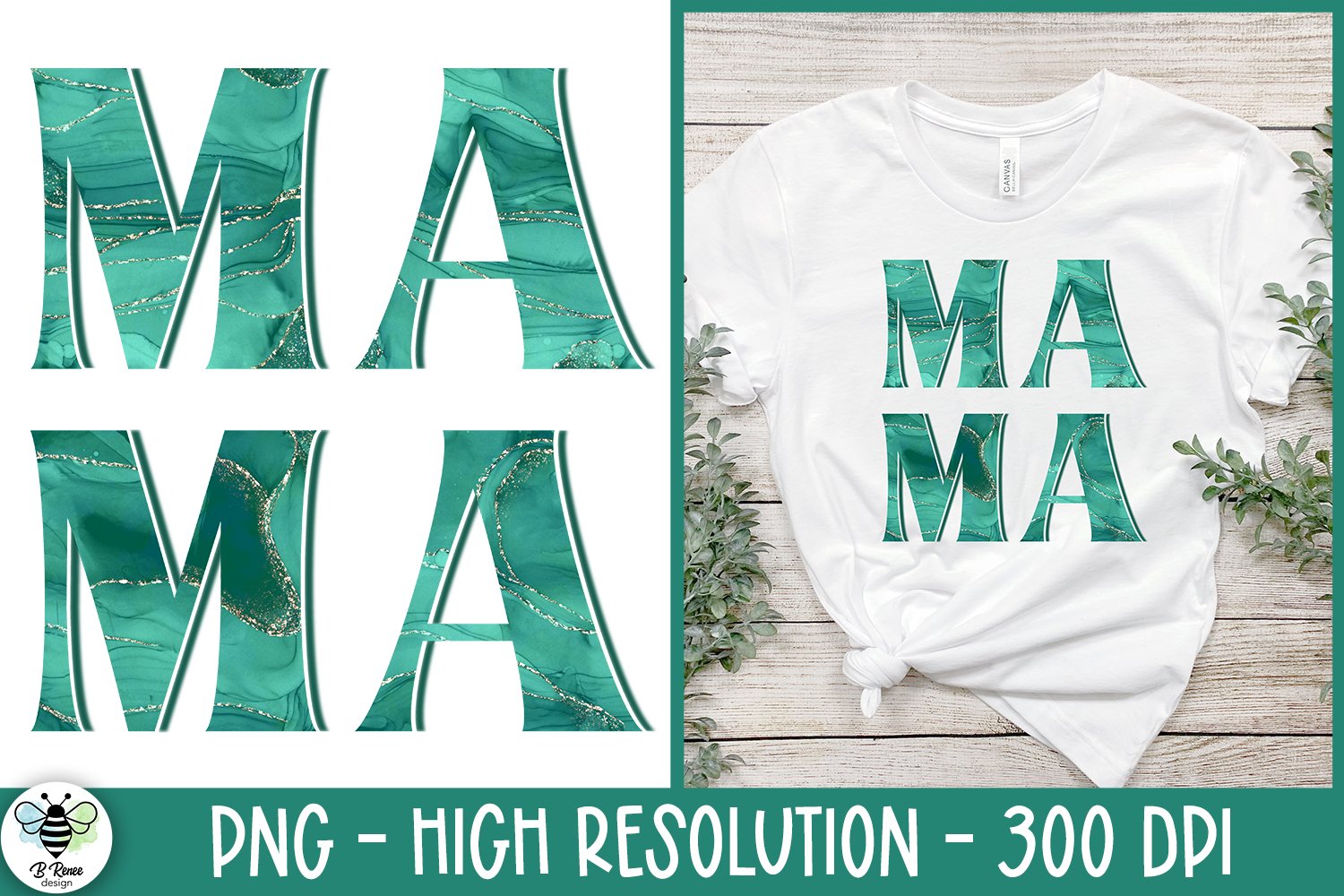 Mama with alcohol ink texture PNG for sublimation