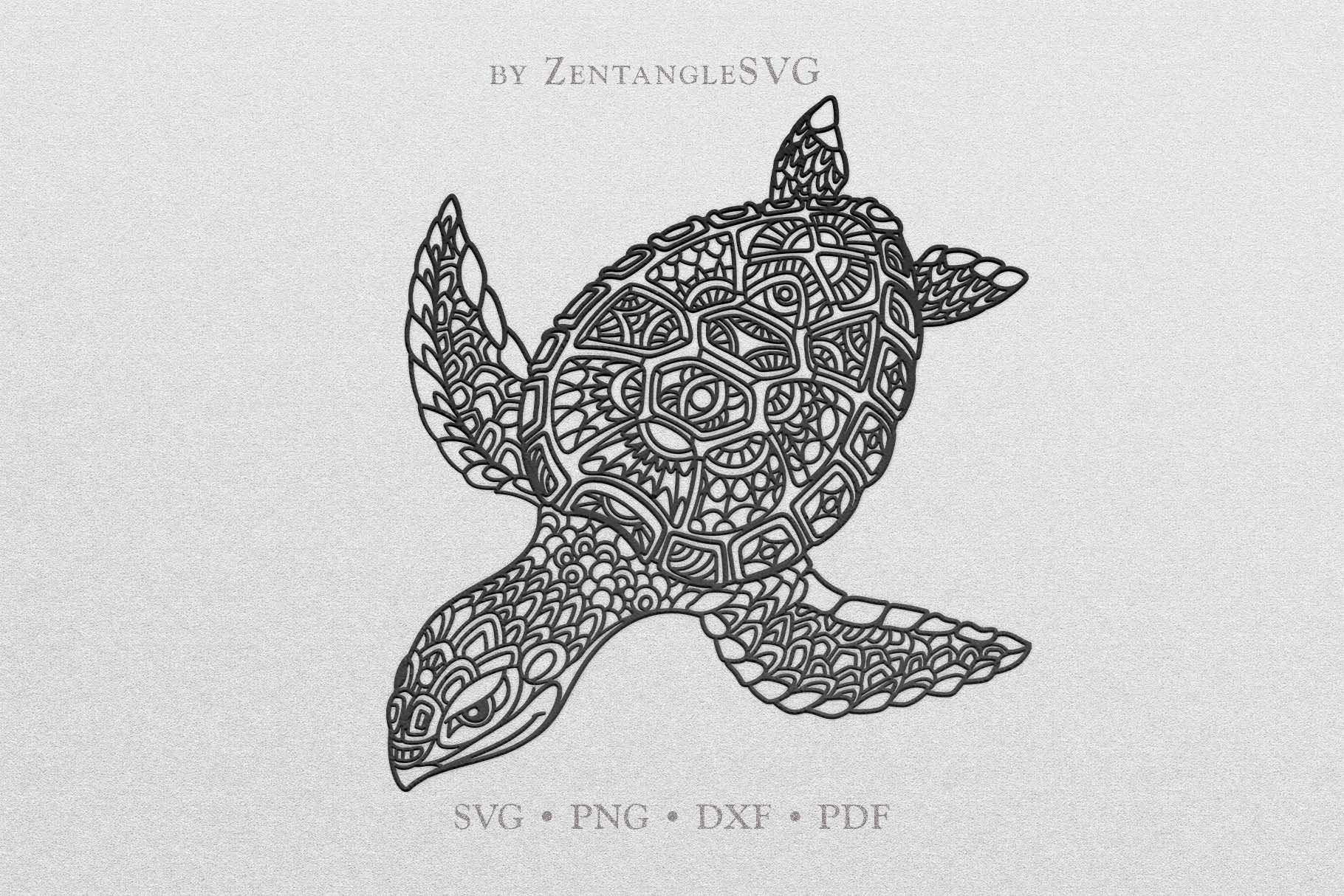 Zentangle Art Turtles Sea Turtle SVG DXF Cut Files, Mandala Zentangle