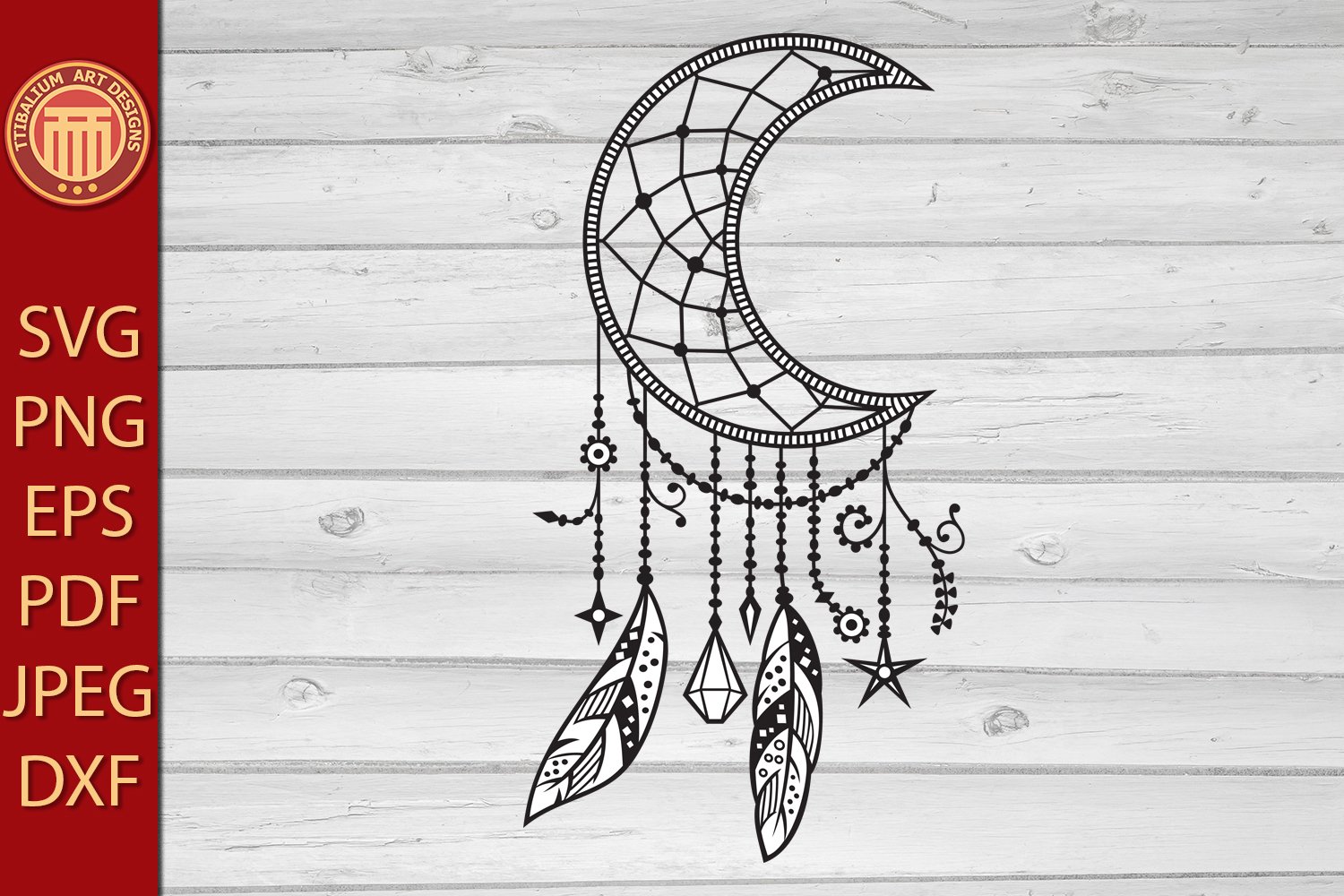 Mandala Moon - eps, jpg, dxf, svg, pdf, png files (2205532) | Vectors ...