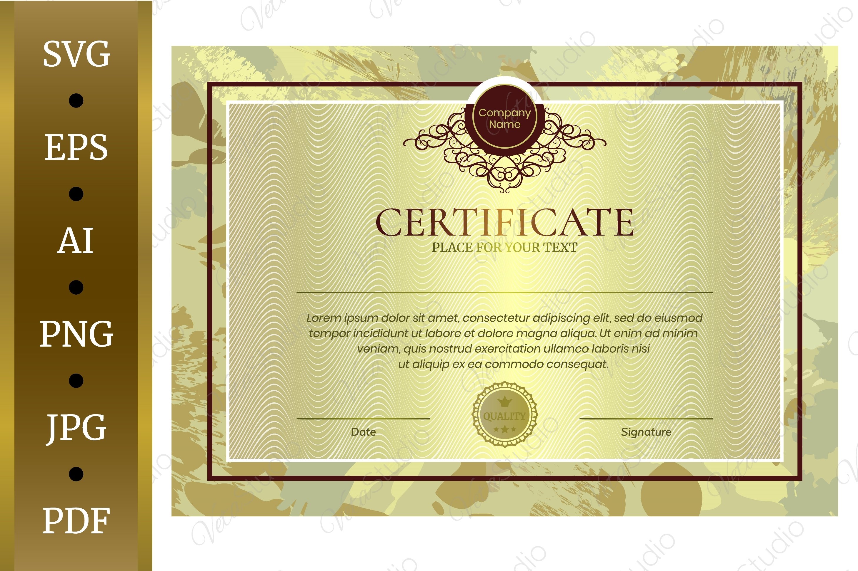 Certificate template design with marble frame. SVG. EPS. (1490763 ...
