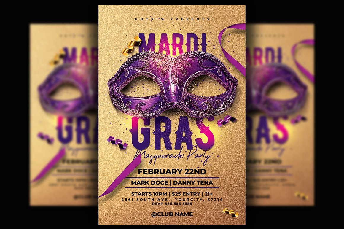 Folleto De Fiesta De Mardi Gras Mardi Gras Flyers, PSD Graphic