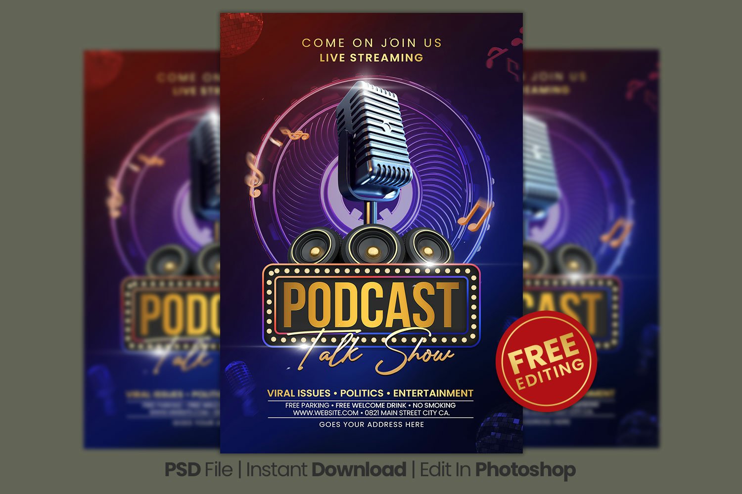 Modern Style Podcast Talk Show Poster Template (1757153) | Flyers ...
