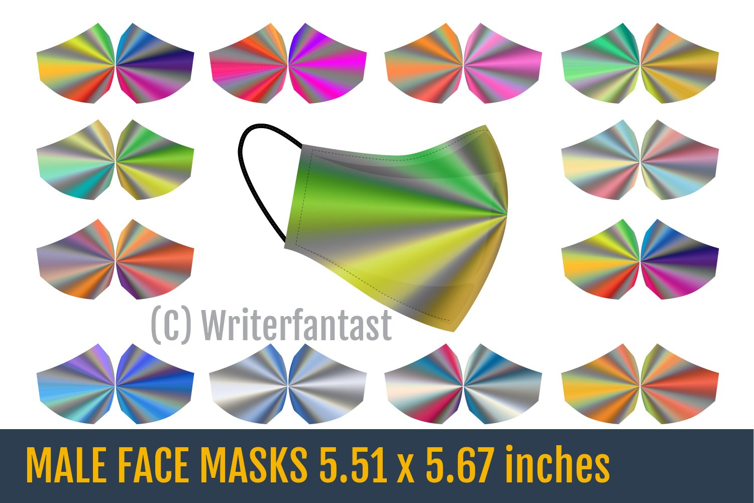 Male and Female Face masks templates, Holographic textures (1450544 ...