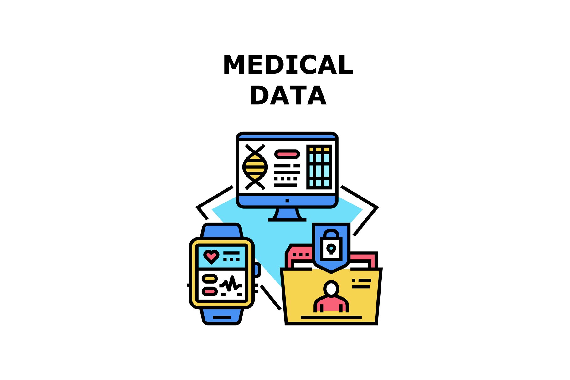 Medical Data Vector Concept Color Illustration (1790345)