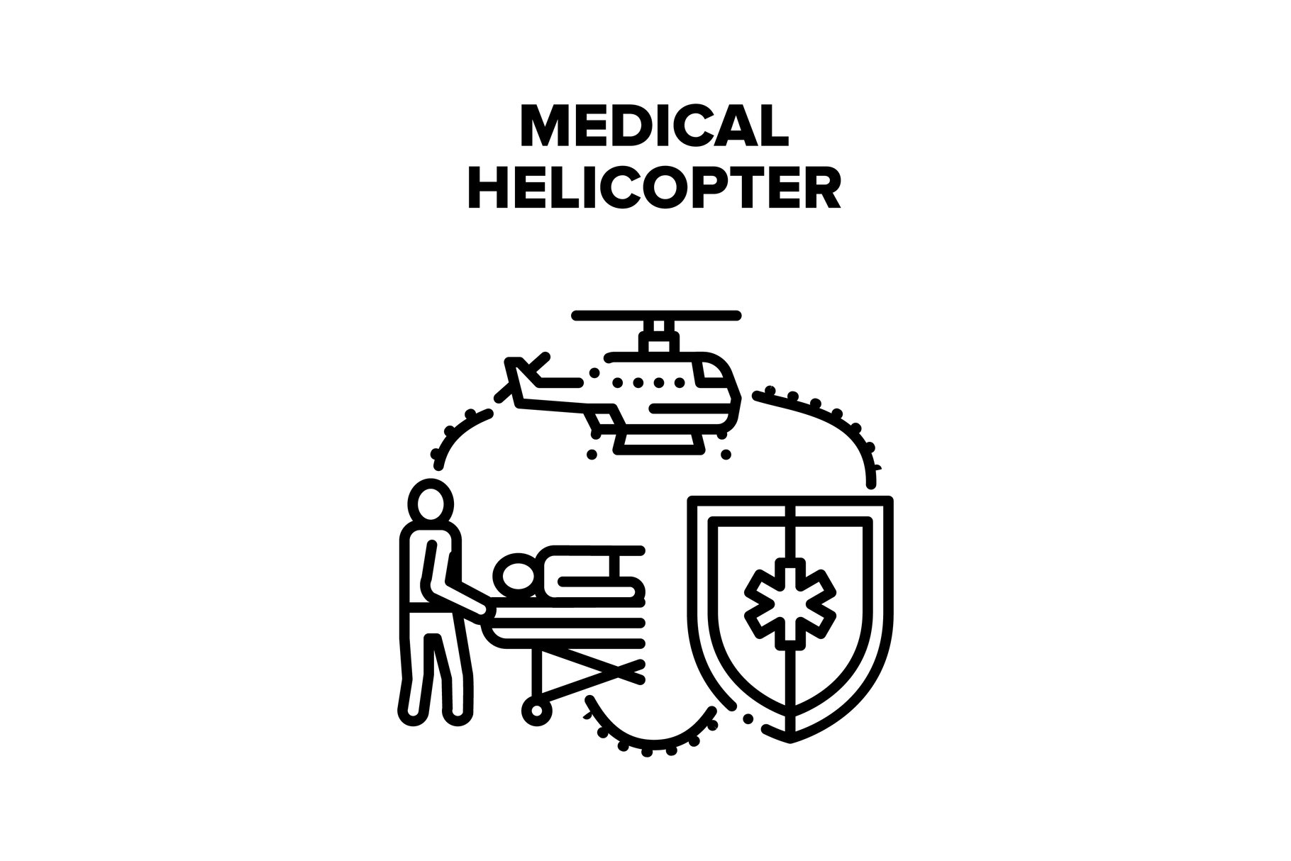 Medical Emergency Helicopter Vector Black Illustration (1414426 ...