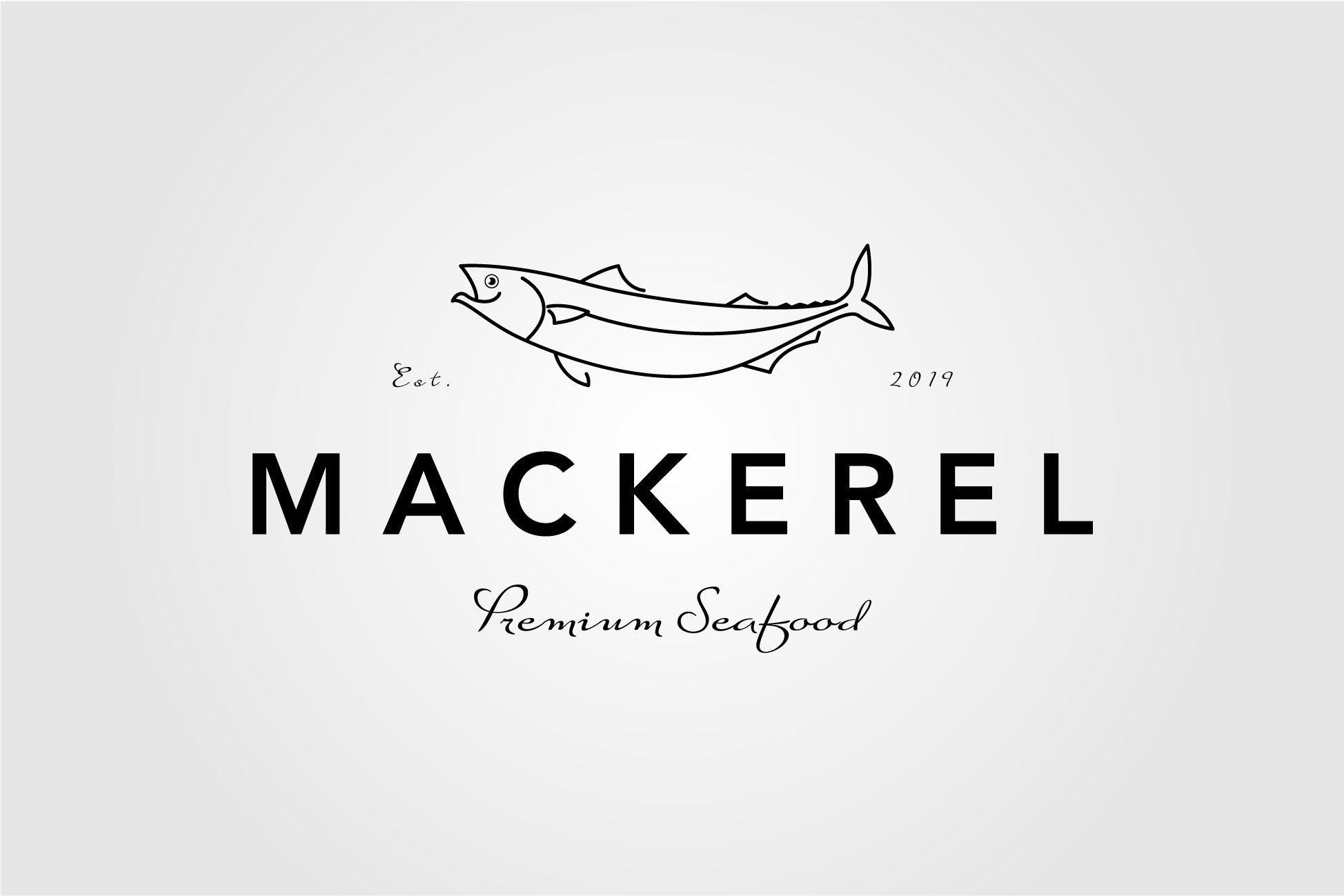 mackerel line art logo vintage vector label illustration (1831233 ...