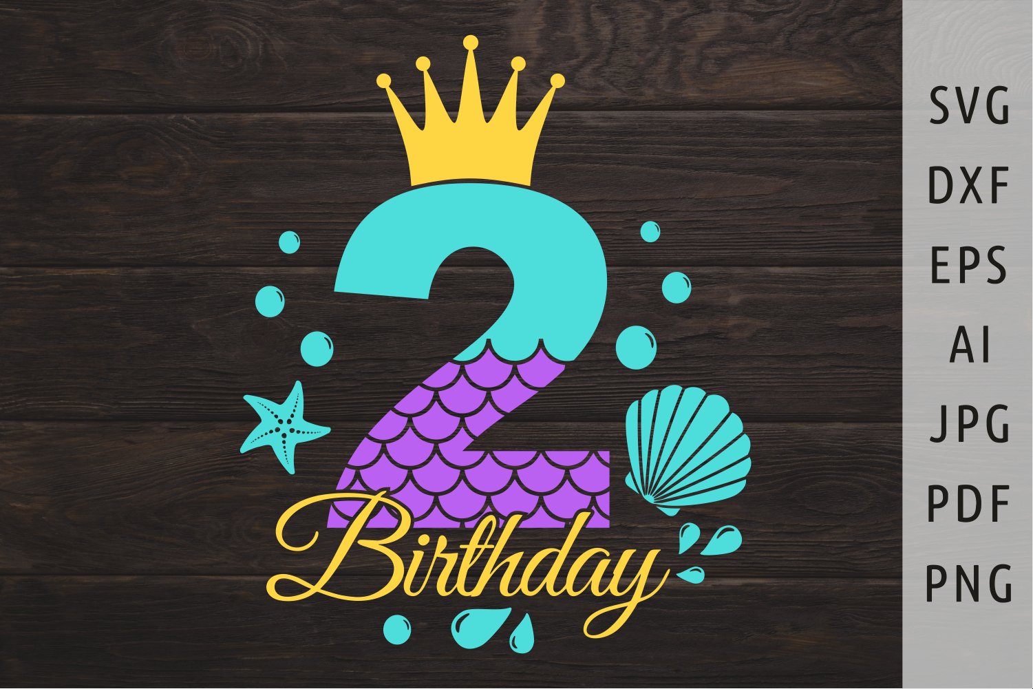 Mermaid birthday svg Mermaid number svg 2nd Birthday svg