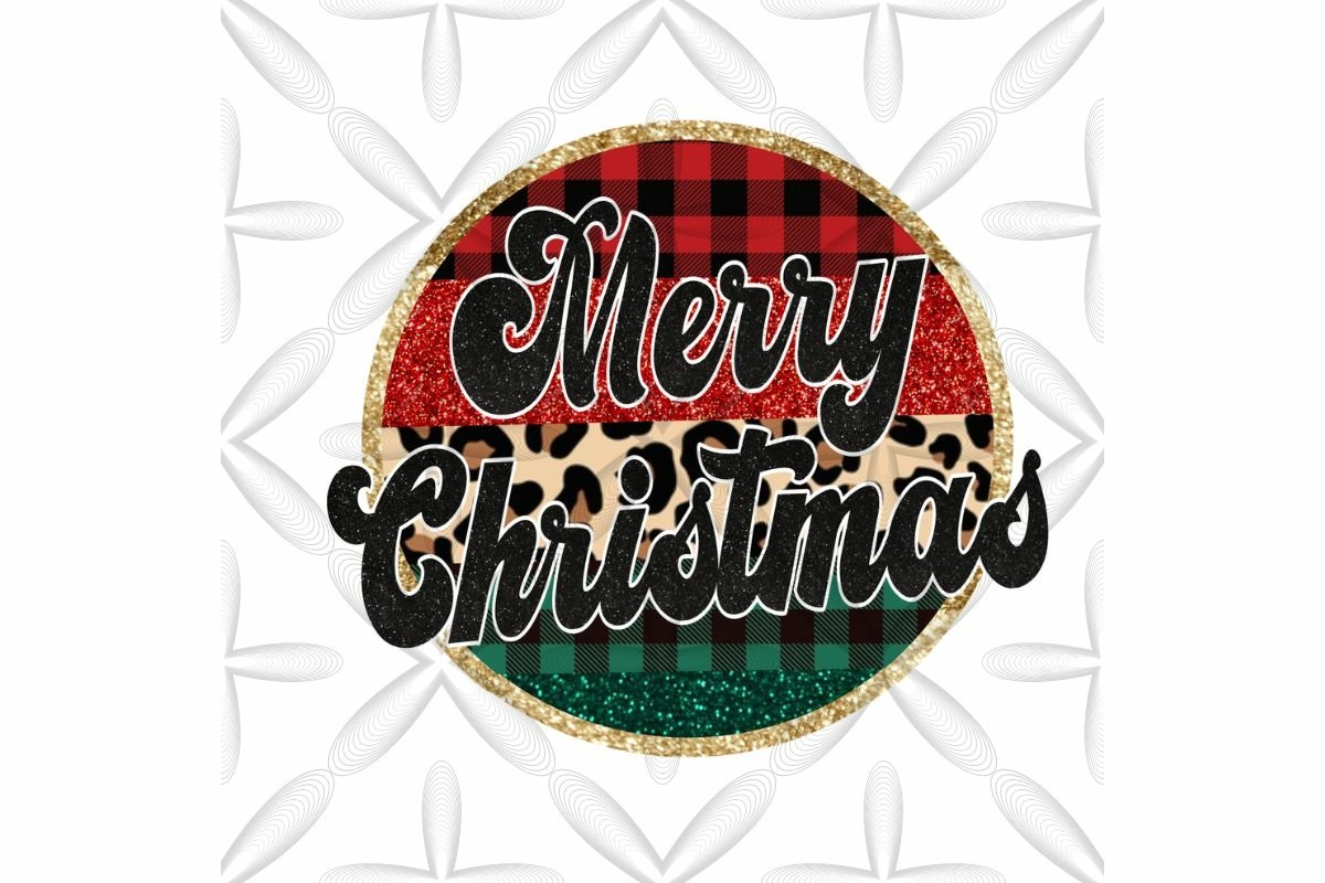 Merry Christmas Retro Leopard Plaid Circle PNG