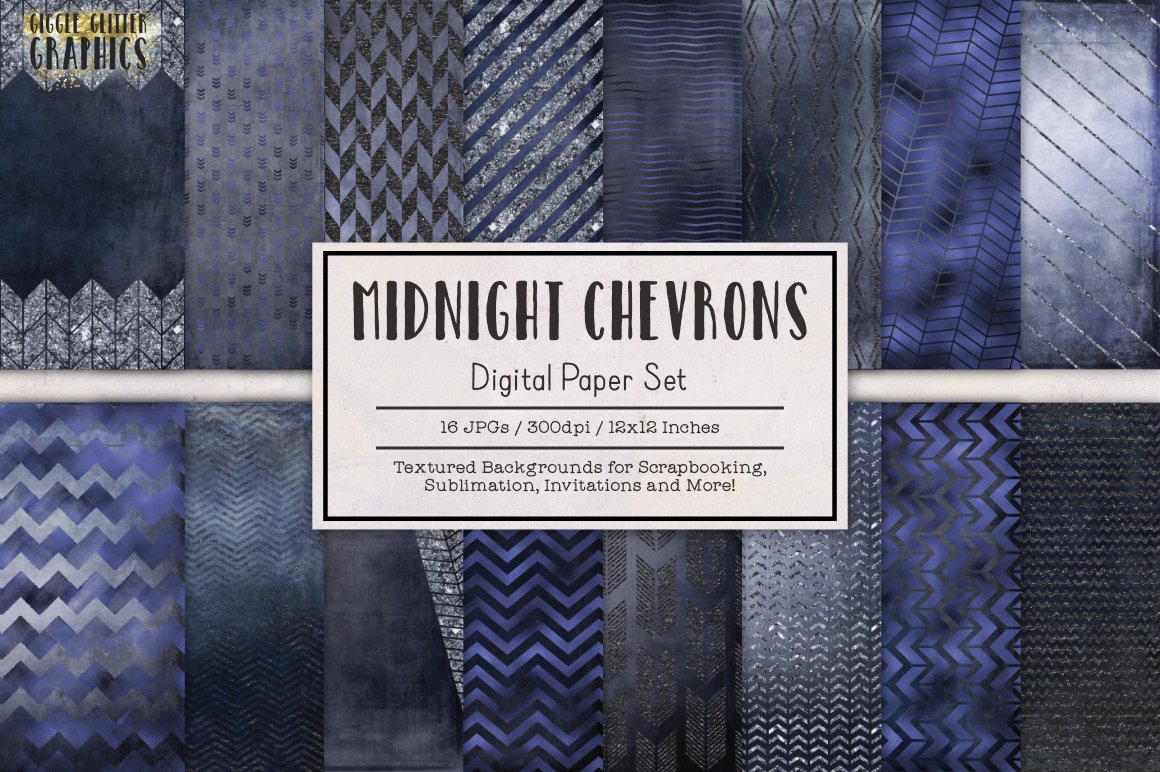 Silver Glitter Chevron