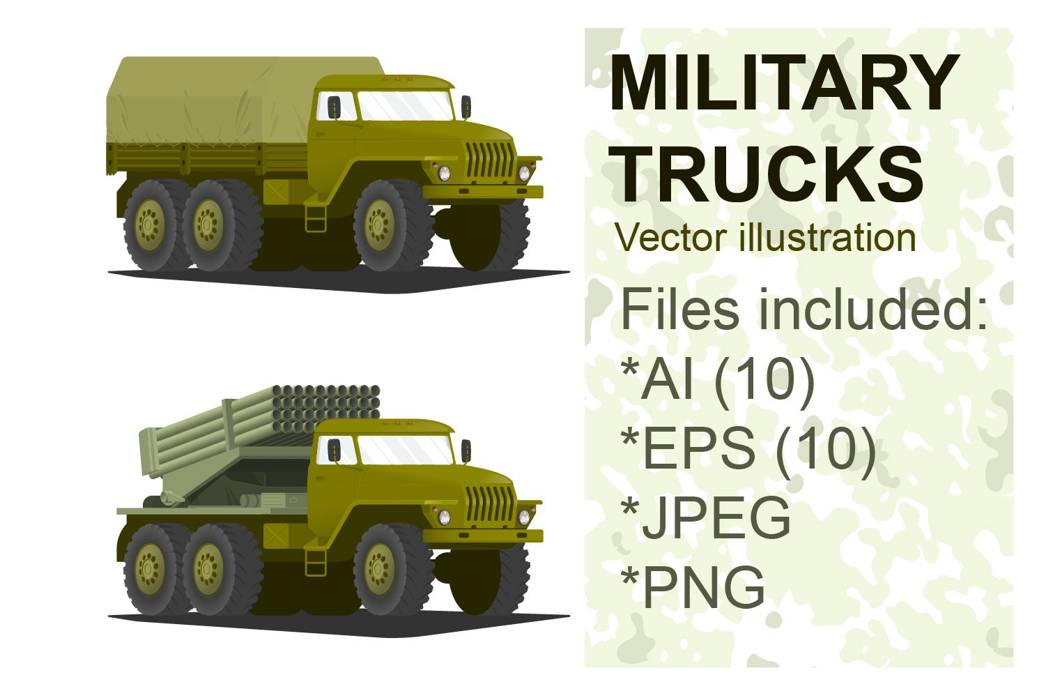Military trucks vector illustration (1409714) | Vectors | Design Bundles