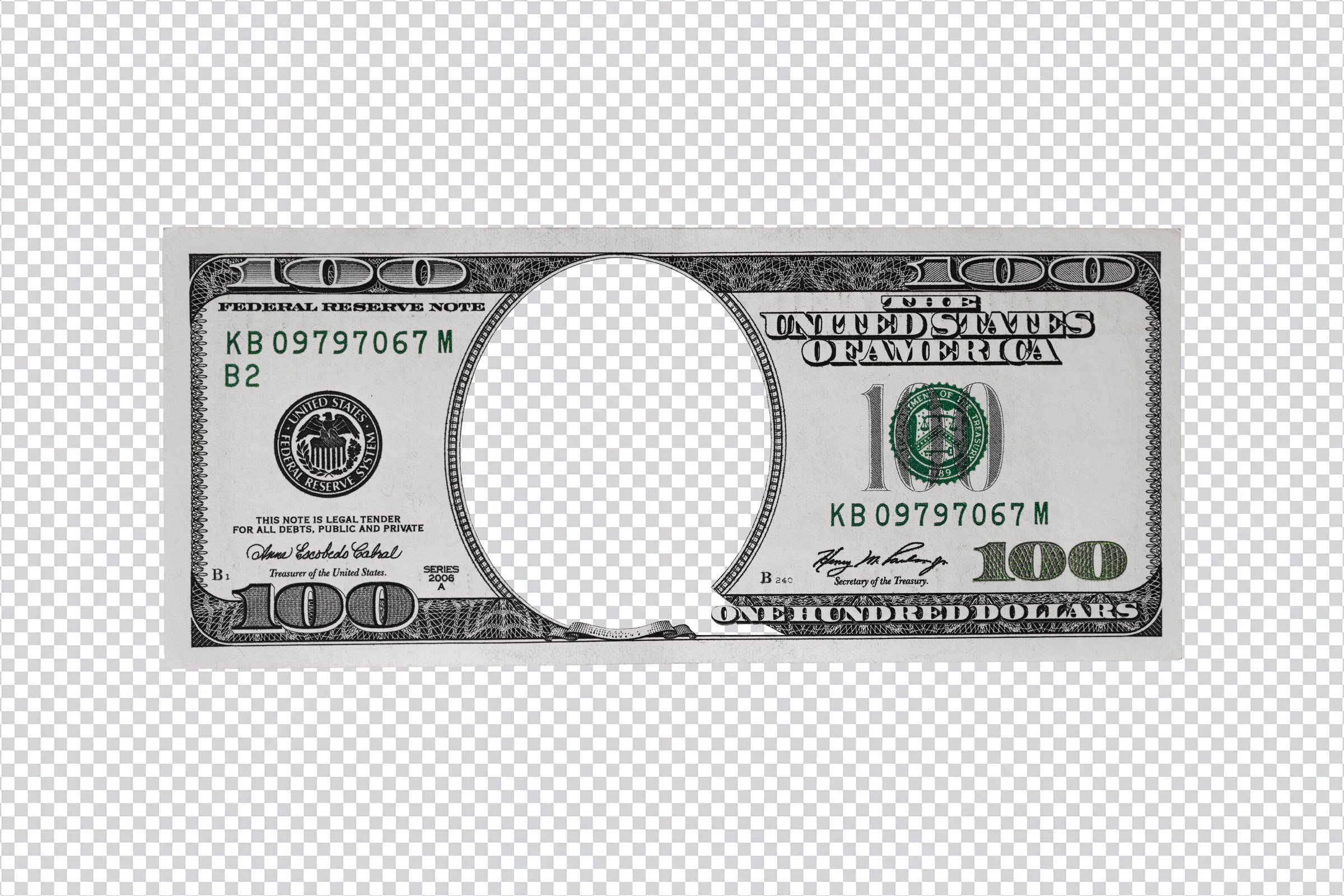 100 Dollar Bill Template
