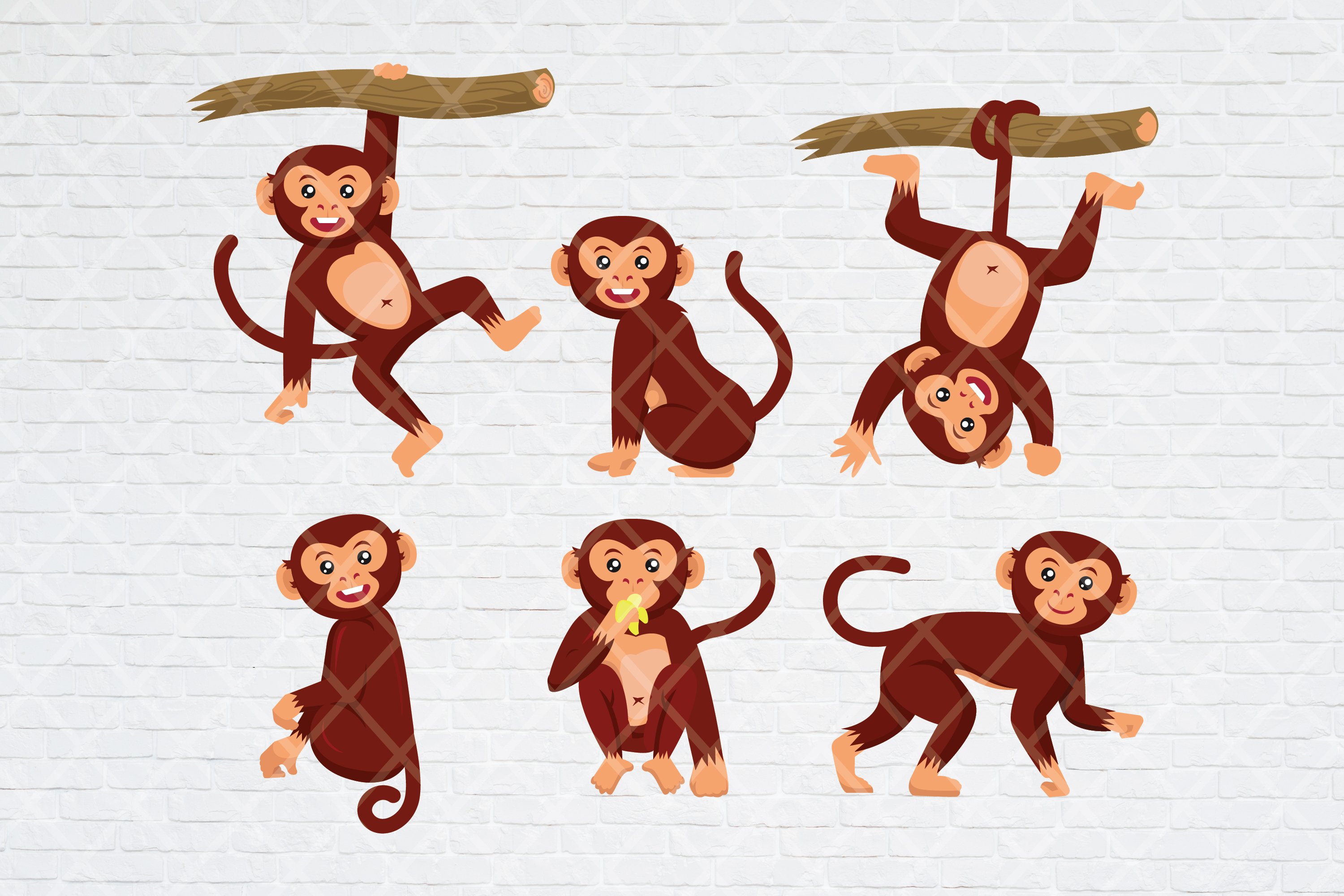 Cartoon Monkey Hanging Upside Down