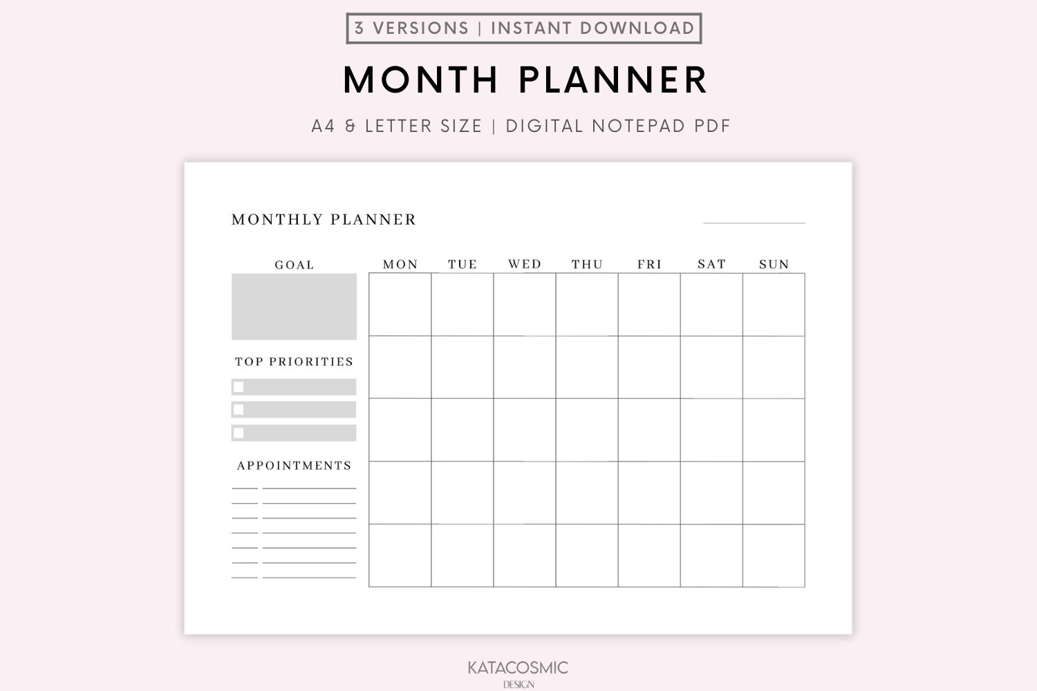 Blank Monthly Planner Template