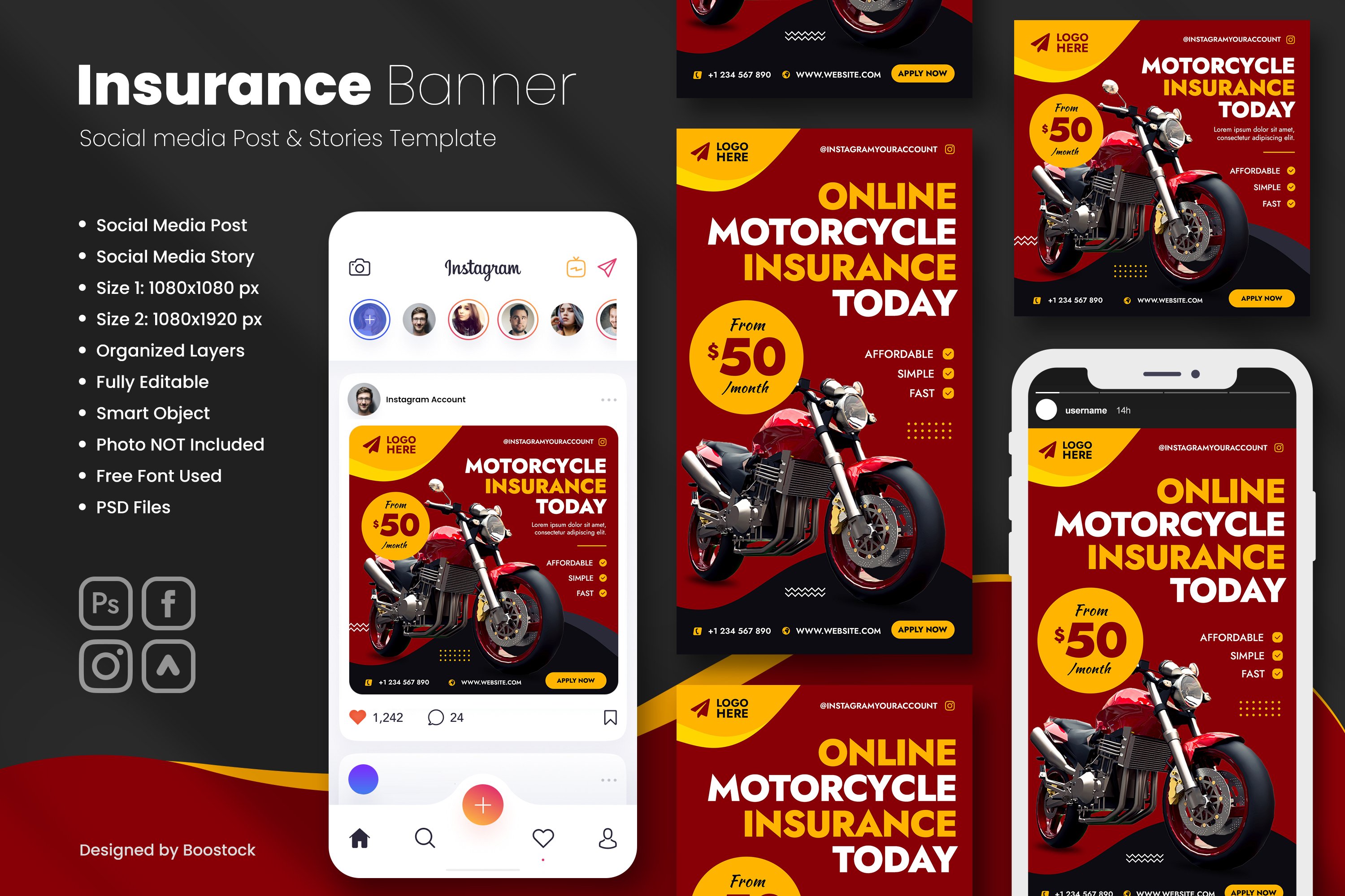 Insurance Social Media Template (1807304) | Social Media | Design Bundles