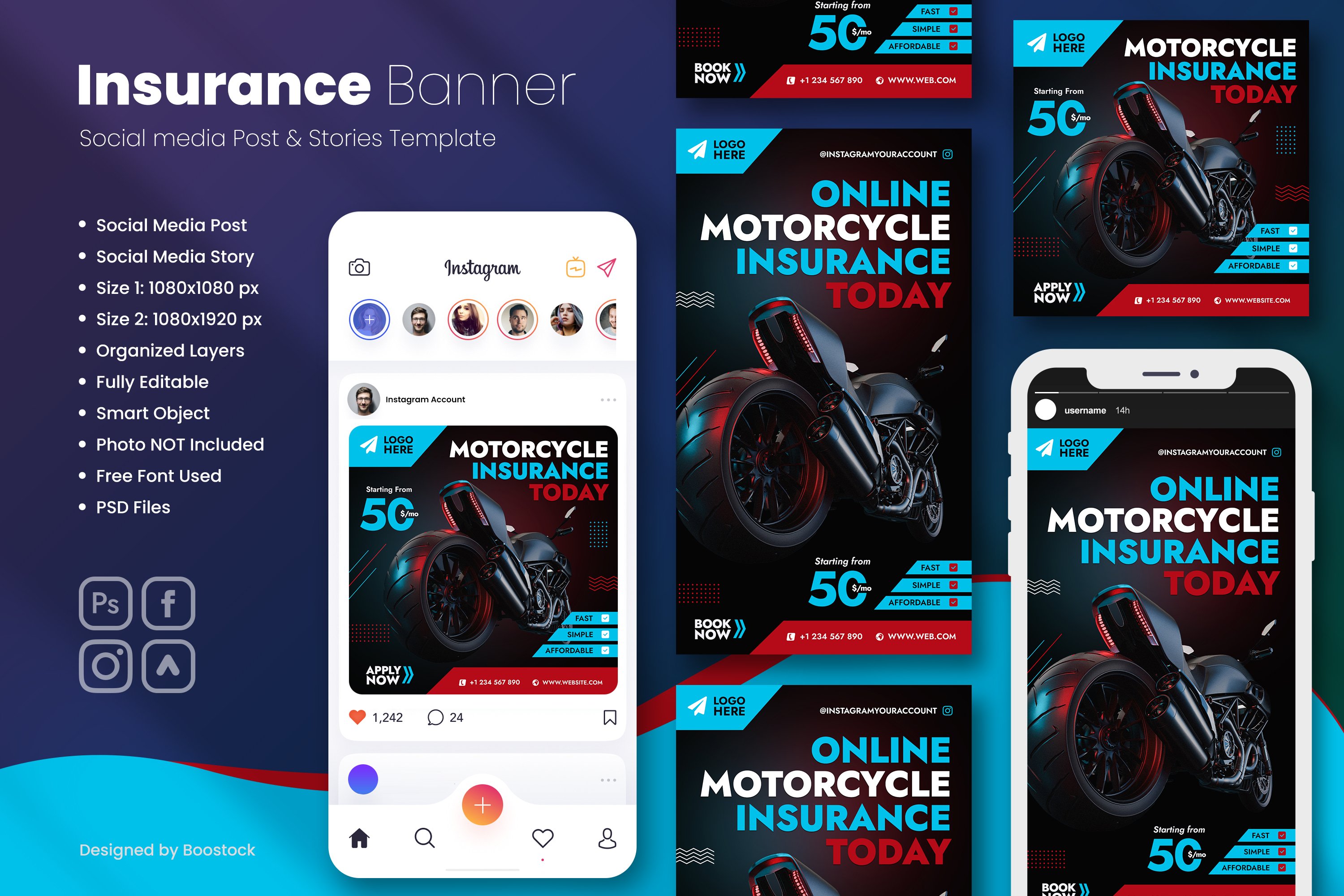 Insurance Social Media Template (1807316) | Social Media | Design Bundles
