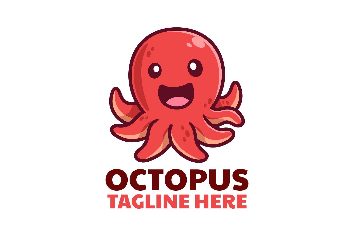 Smiling Octopus Cartoon Logo Design