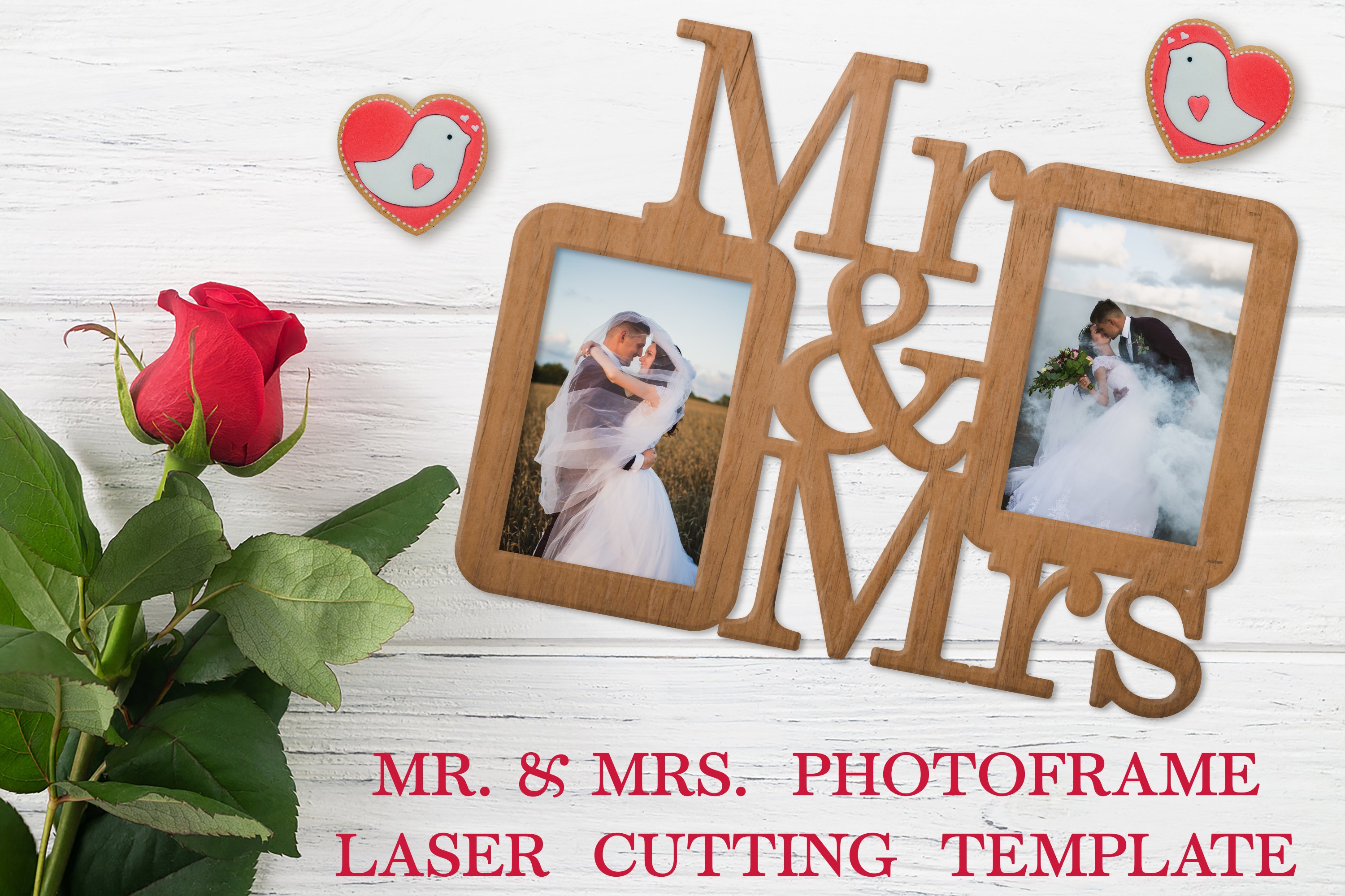 Mr and Mrs Photoframe, Wedding Photoframe for Laser Cutting