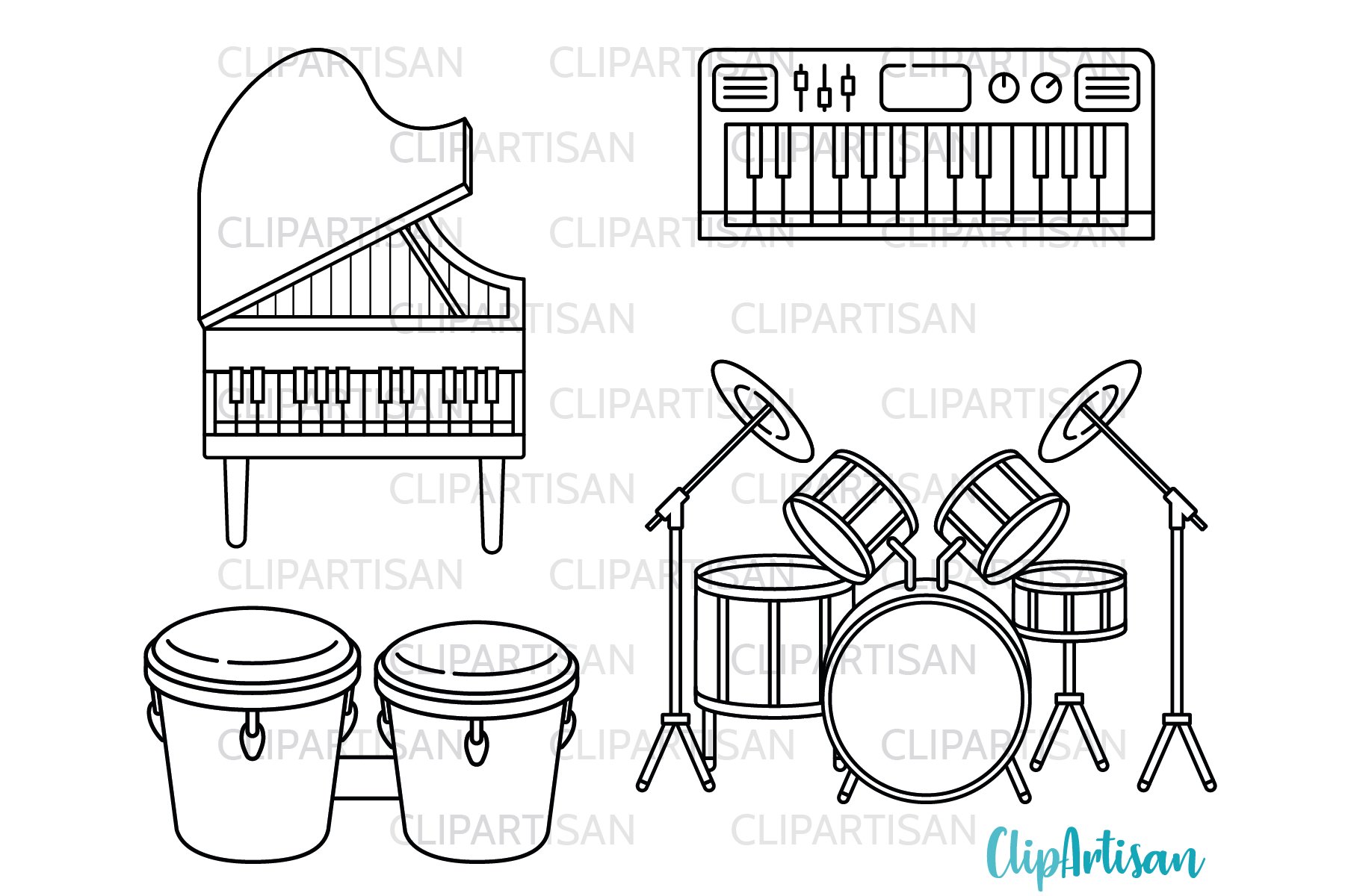 Music Instrument Clipart Black And White