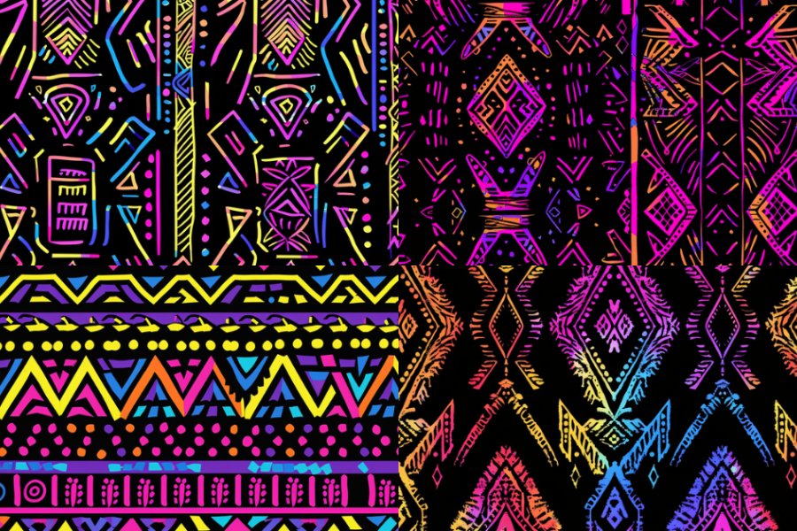 Native Pattern Wallpaper Neon Neon Vibrant Colored Watercolor Seamless