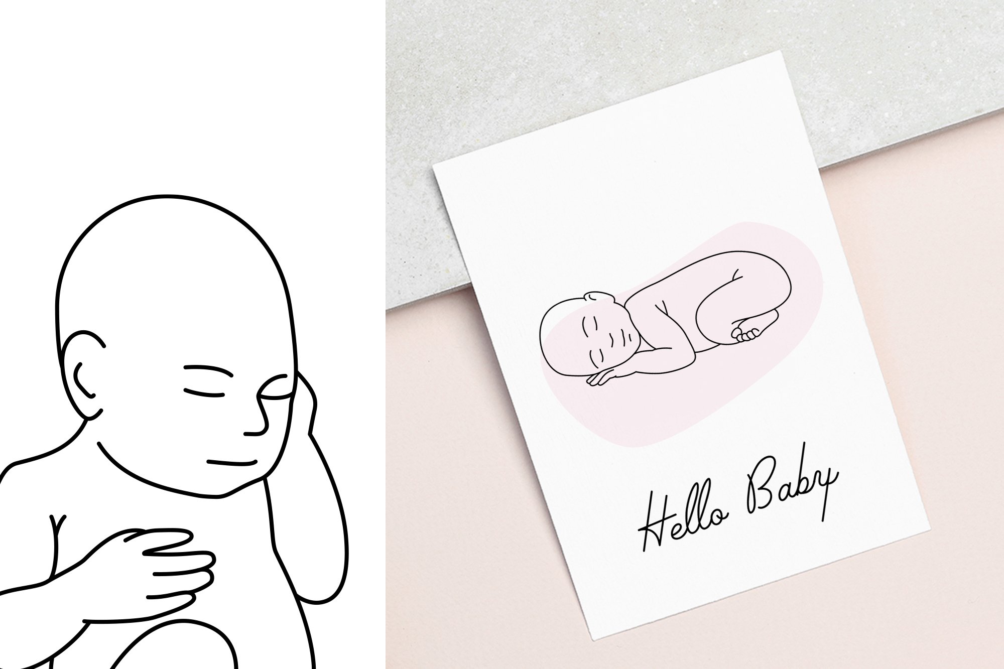 Line Art Newborn Baby