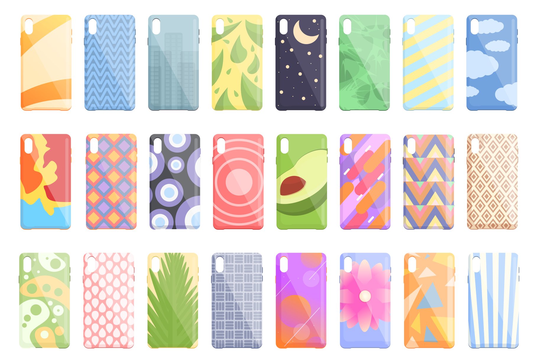 Smartphone case icons set cartoon vector. Cover case (1788098) | Icons ...