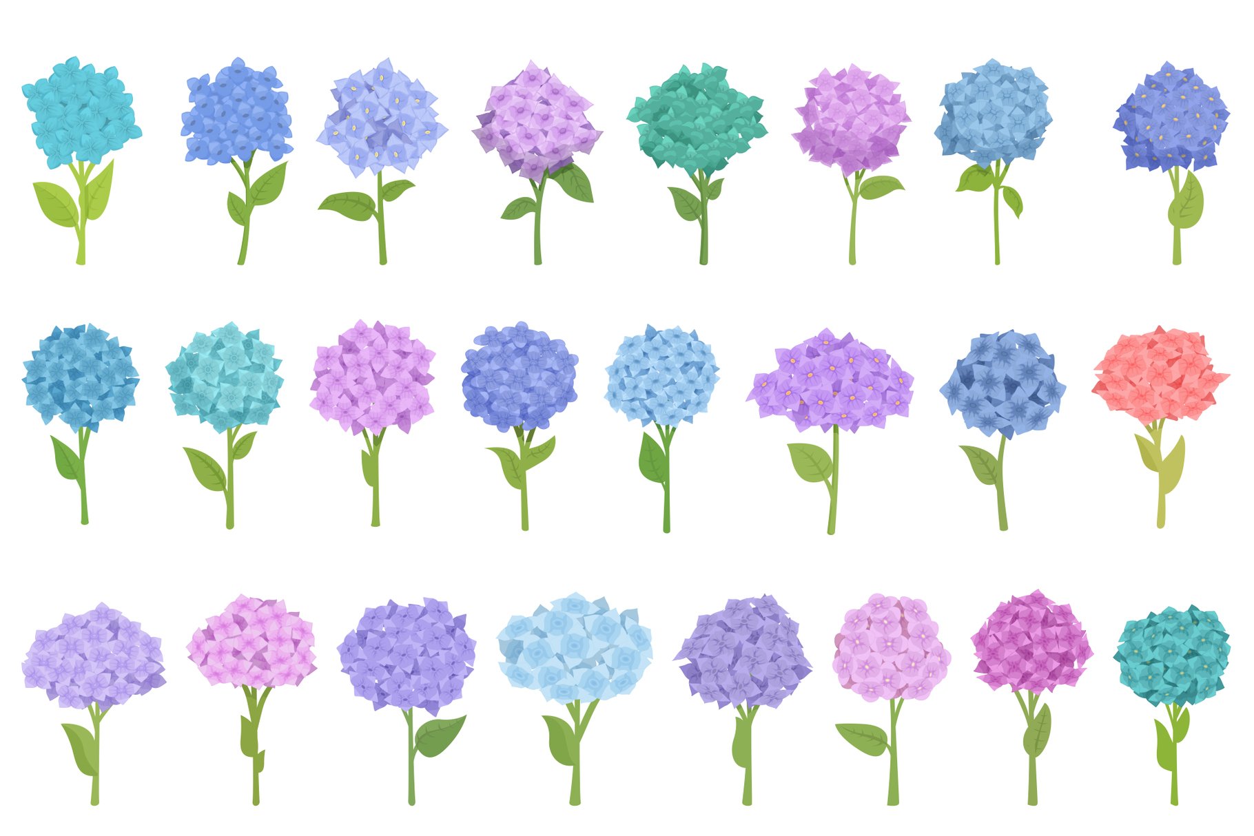 Hydrangea icons set cartoon vector. Flower summer (2272117) | Icons ...