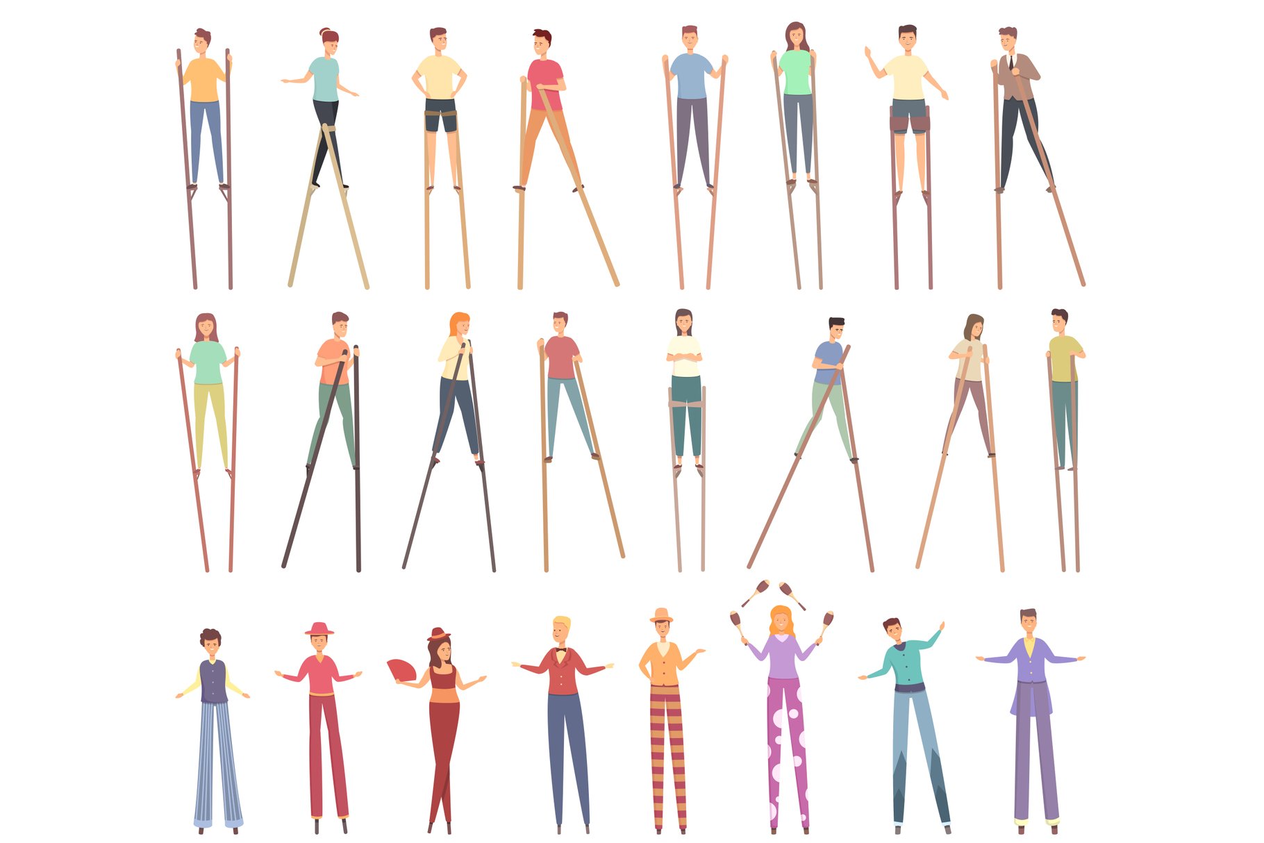 Stilt icons set cartoon vector. Active children (2237652) | Icons ...