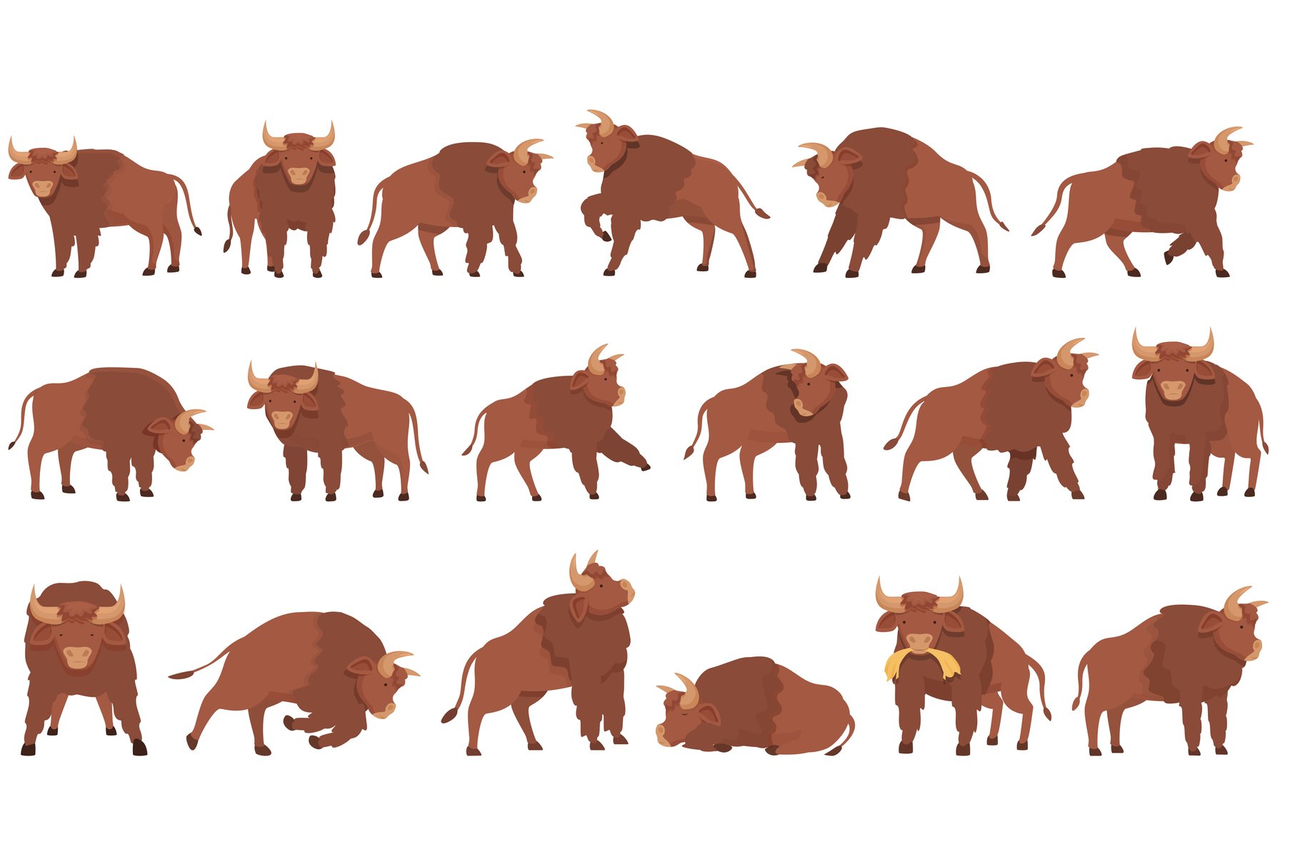 Buffalo icons set cartoon vector. Animal head (2237729) | Icons ...
